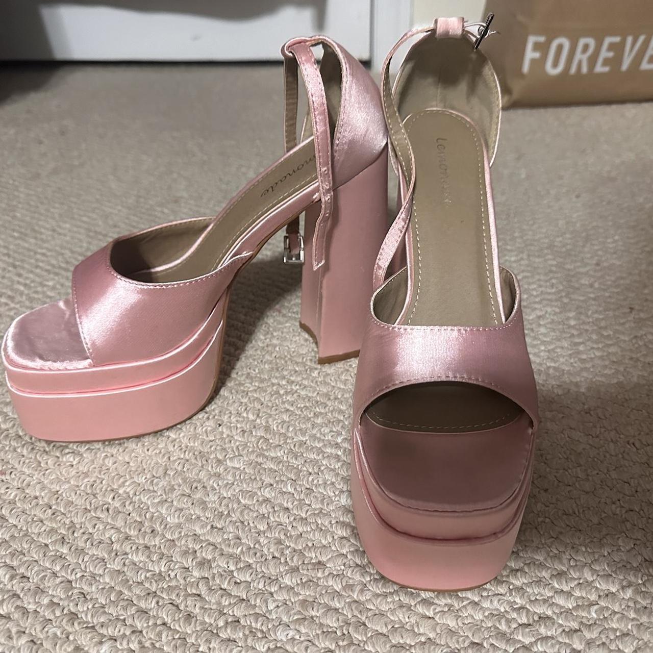 Viral pink satin preppy coquette chunky platform... - Depop