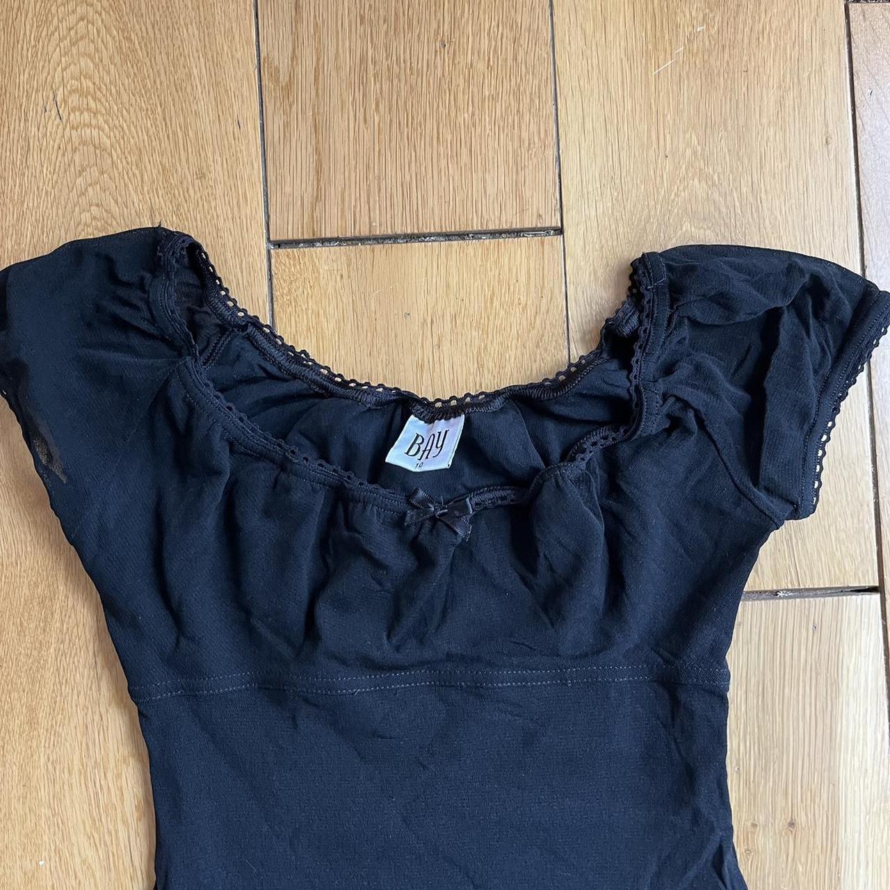 90s old label Bay Trading mesh black ruched midi... - Depop