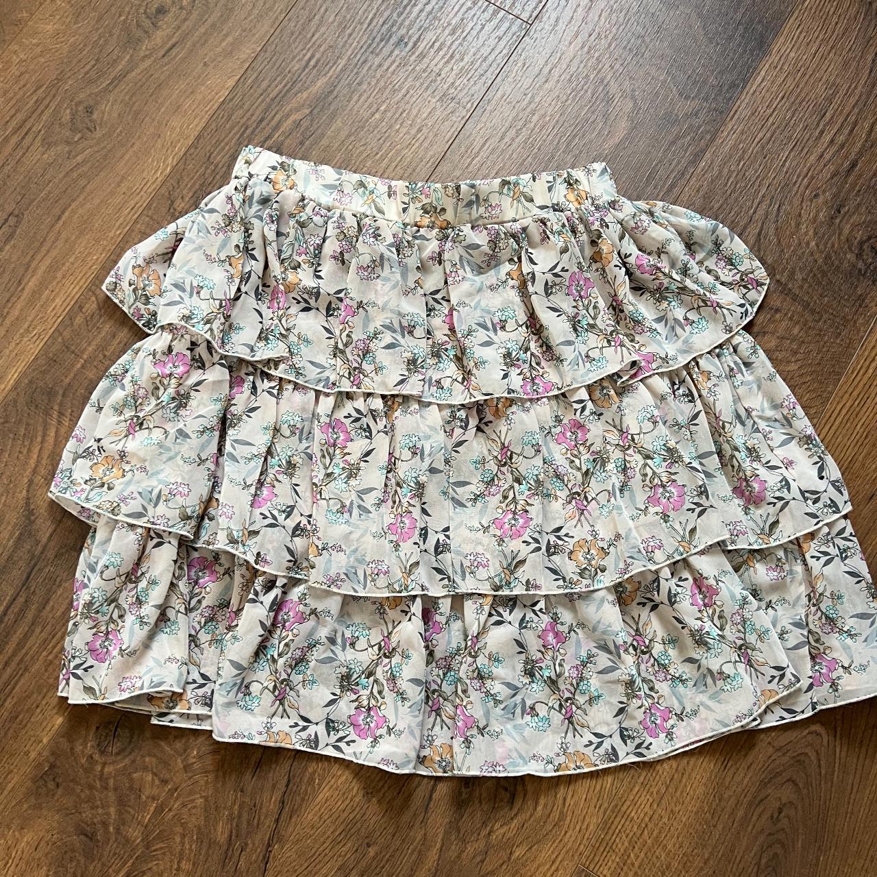Floral, layered skirt. Beautiful floral skirt, with... - Depop