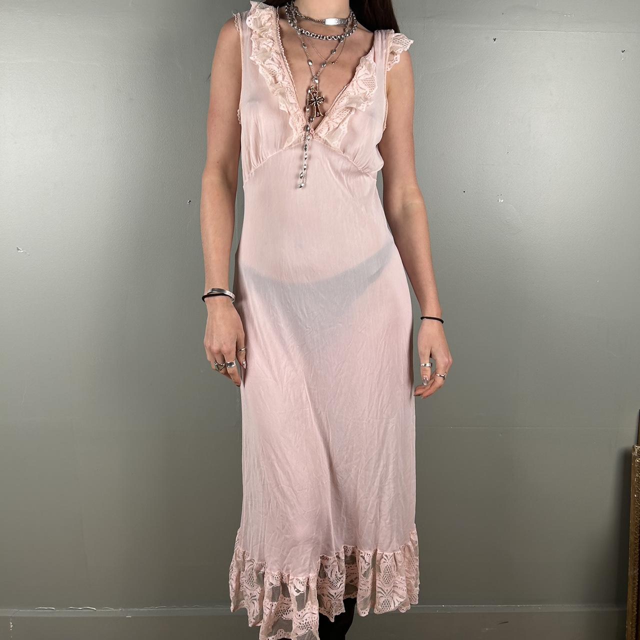 The most stunning sheer pink lace frill fairy... - Depop