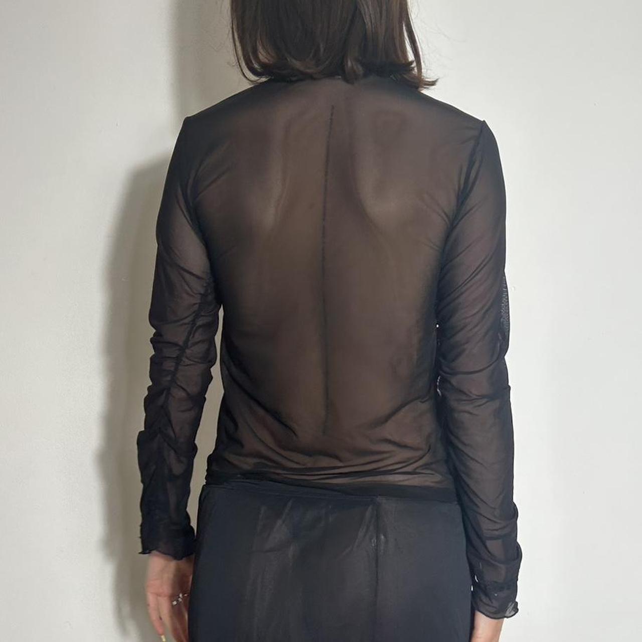 Black mesh sheer top Sheer long sleeve top... | Depop