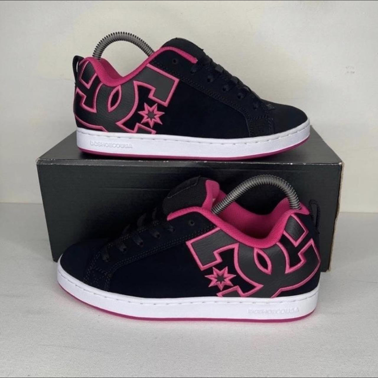 NWT y2k dc court graffik pink and black shoe skate... - Depop