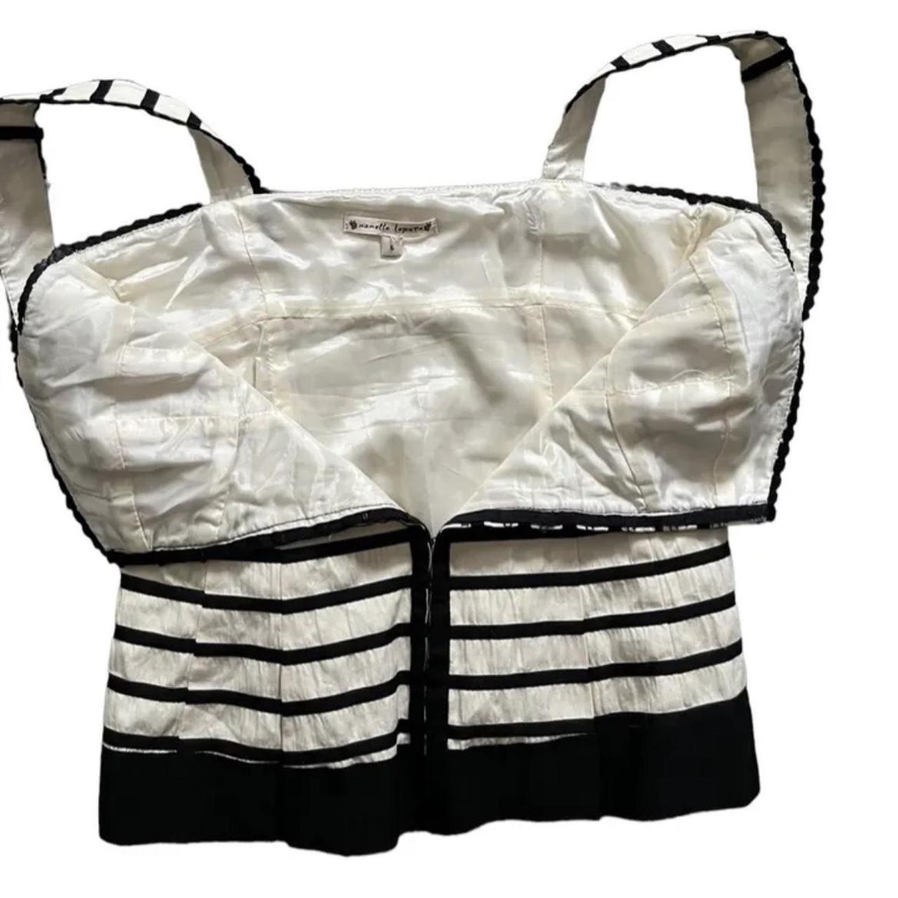 Nanette Lepore Women's Cream and Black Corset | Depop