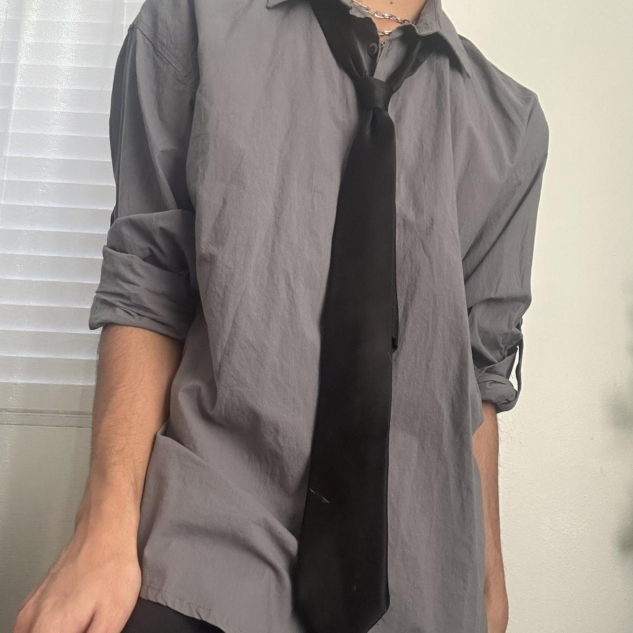 Grey button-up shirt Labeled size medium,... - Depop