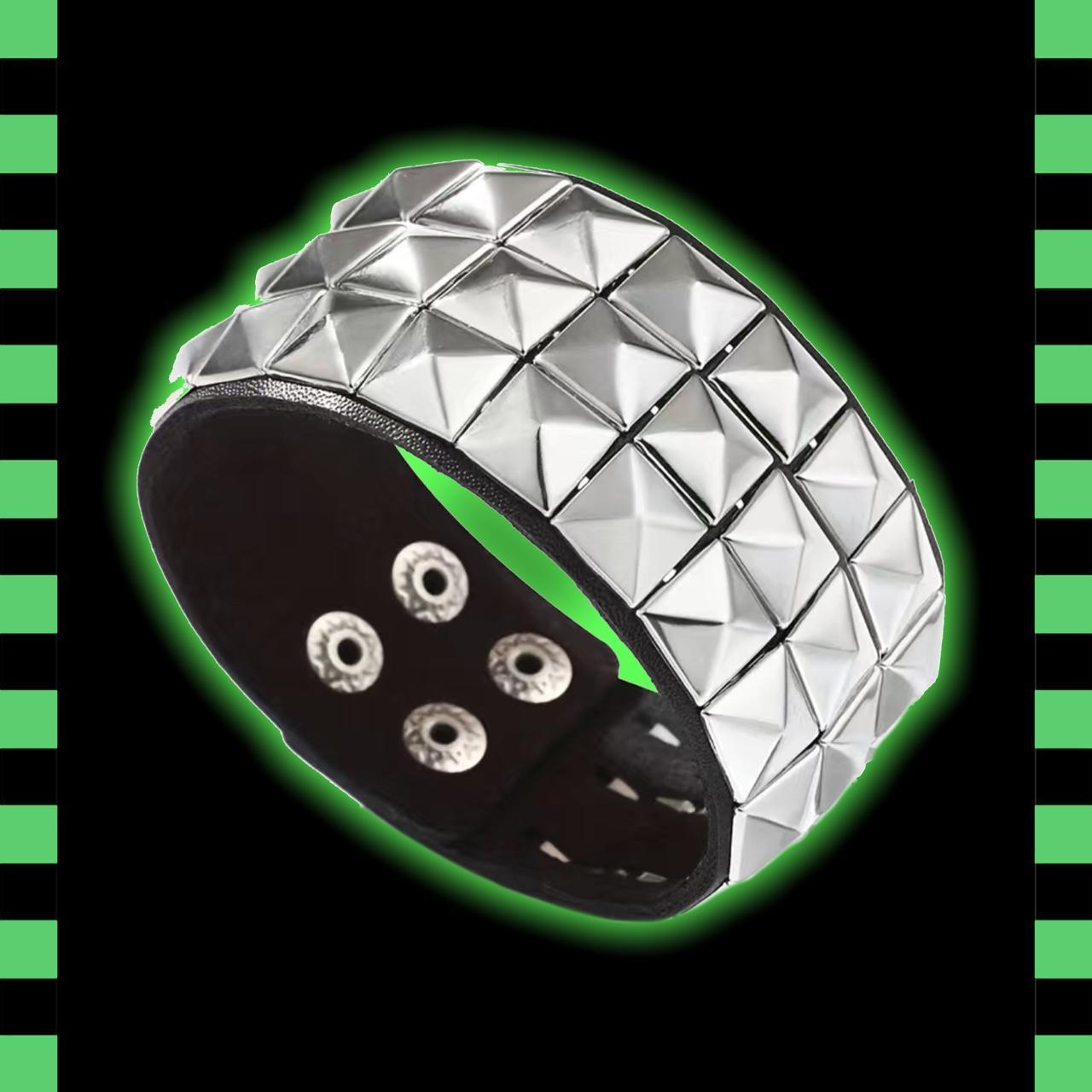 Black Pyramid Studded Cuff. free shipping on all... - Depop