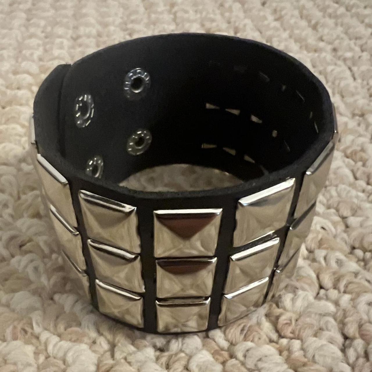 Black Pyramid Studded Cuff. free shipping on all... - Depop