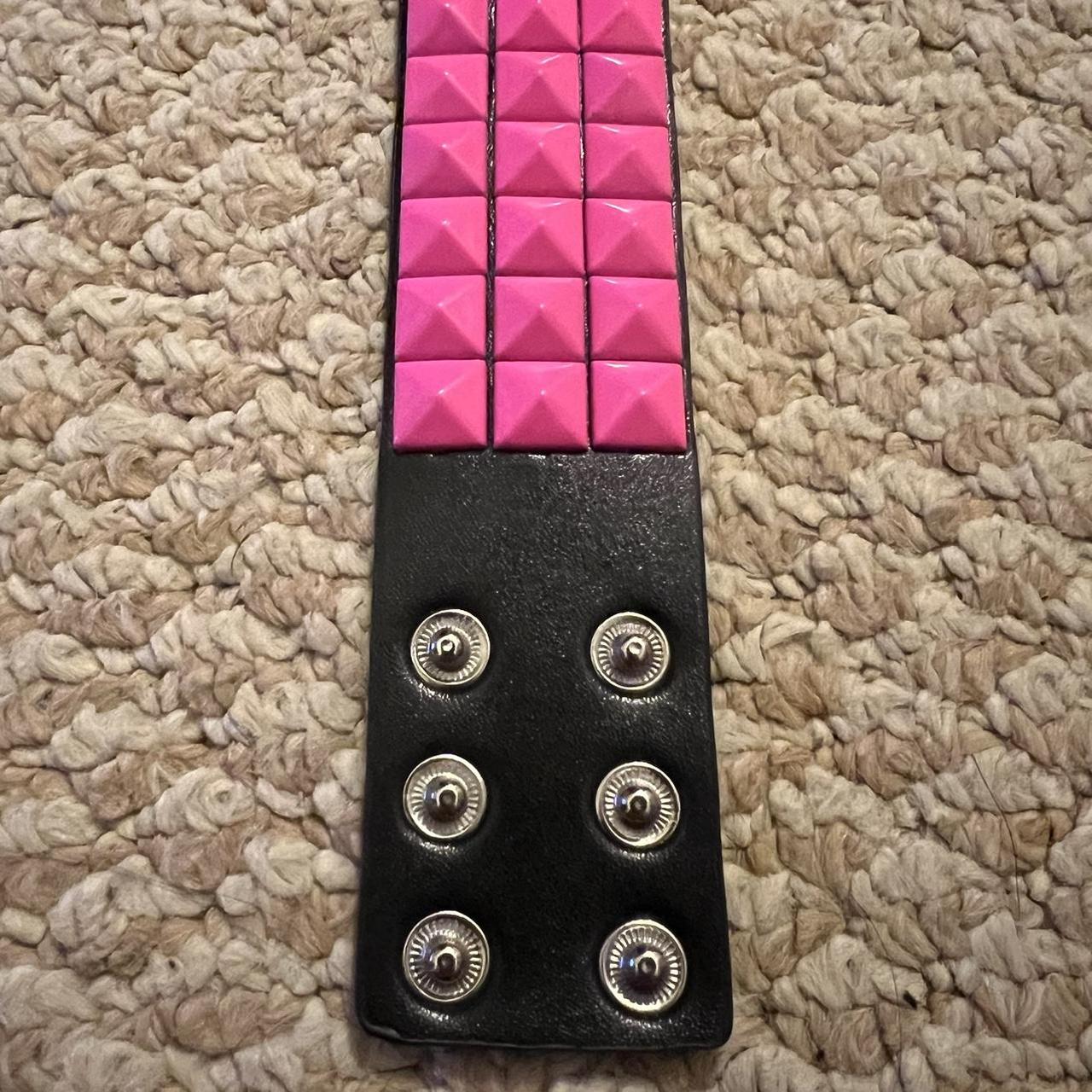 Pink Pyramid Studded Emo Cuff free shipping on all... | Depop