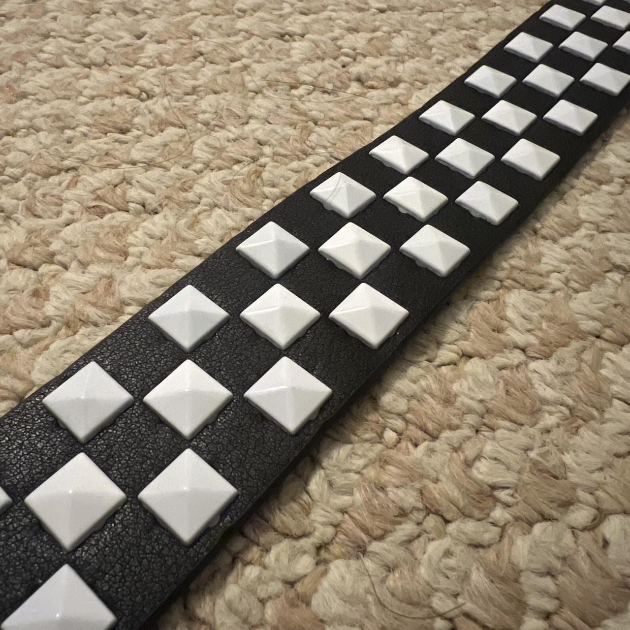 Black and White Checkered Pyramid Studded Belt.... - Depop