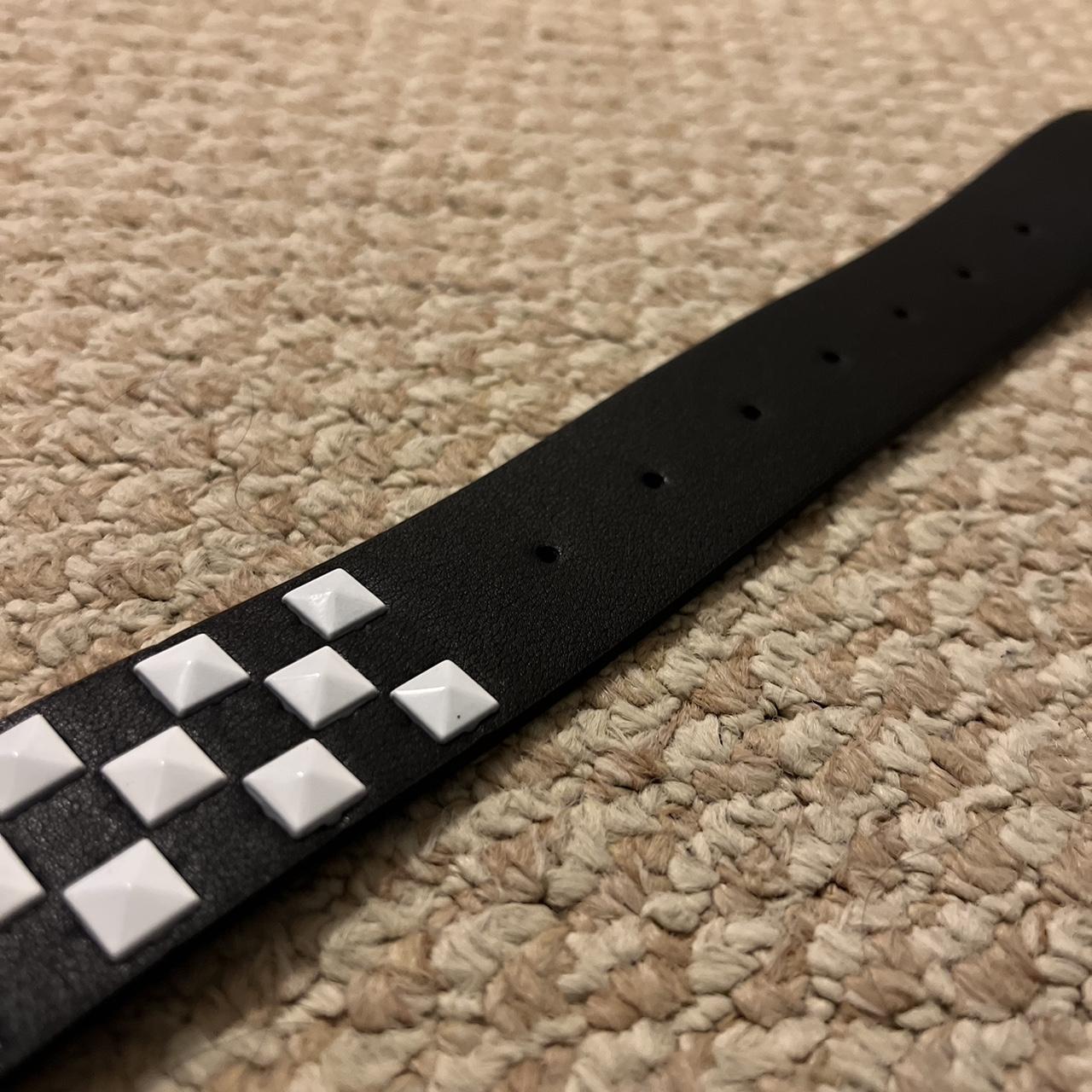 Black and White Checkered Pyramid Studded Belt.... - Depop