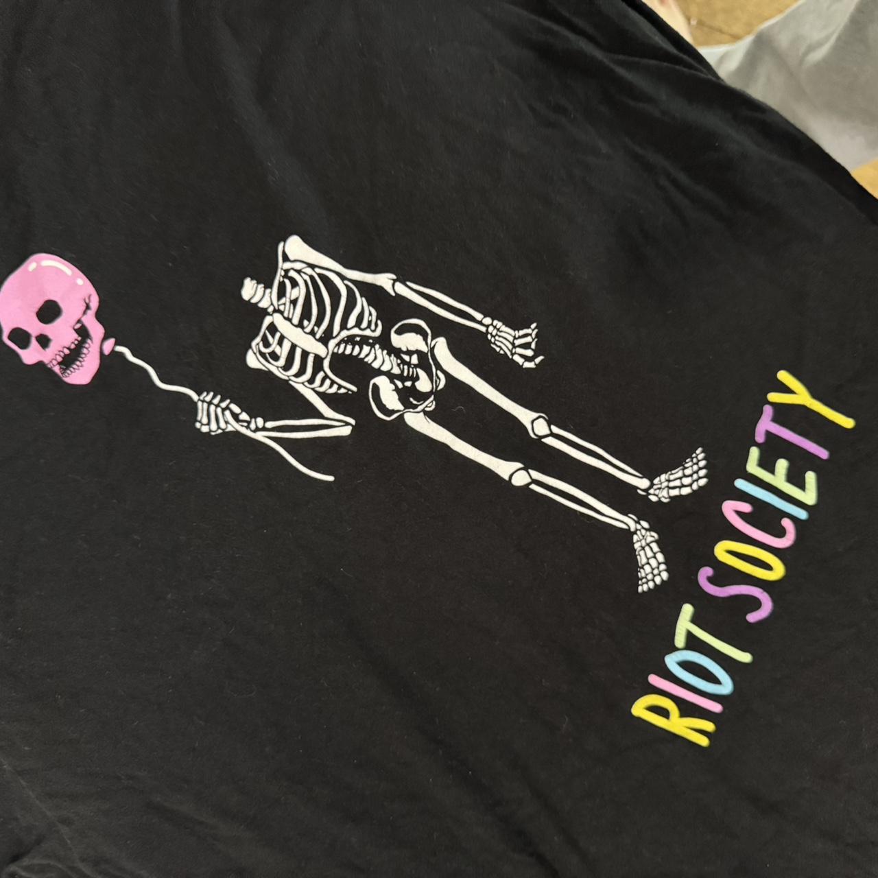 riot society black skeleton t shirt size medium... | Depop