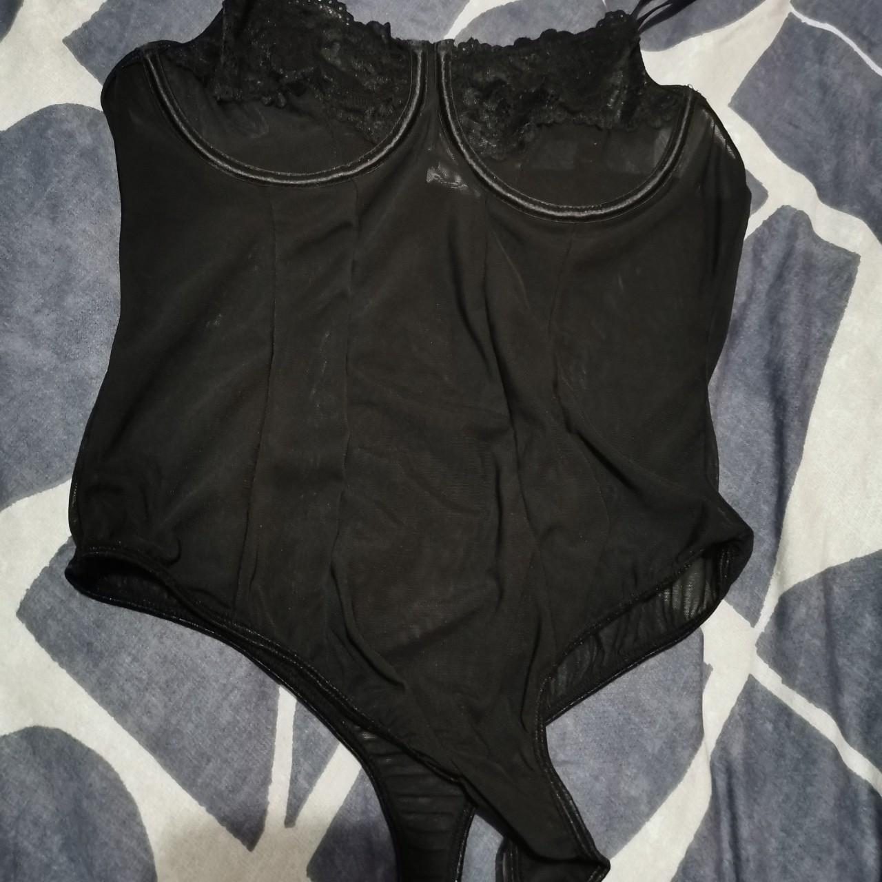 Women's new sz M/ 12 Boohoo lace cup sheer thong... - Depop