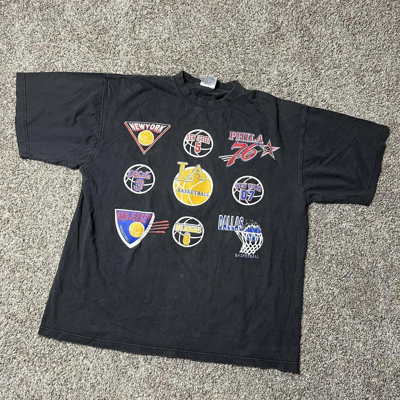vintage y2k nba team logo tee shirt fits oversized... - Depop