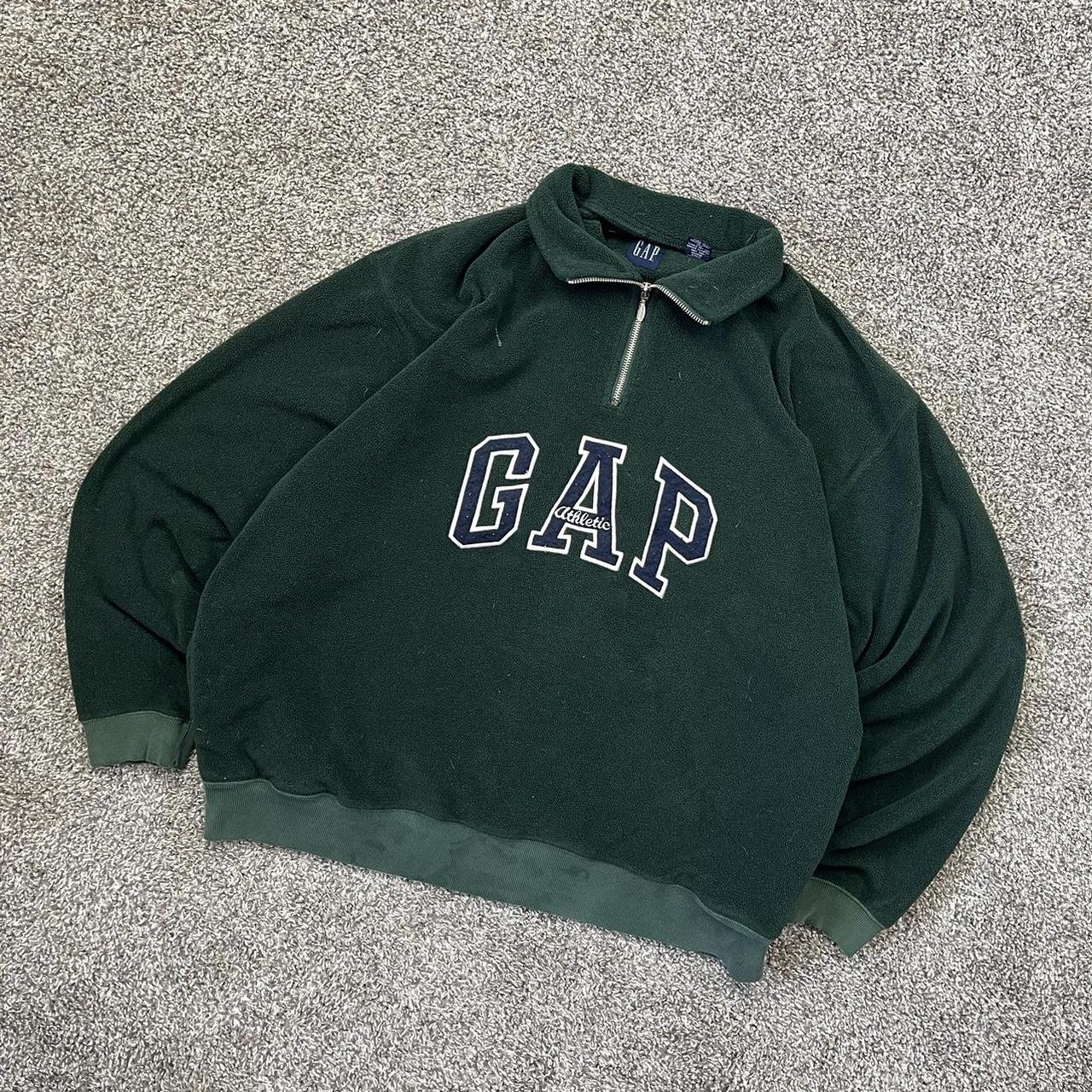 vintage 90s gap arc logo earth tone forest green 1/4... - Depop