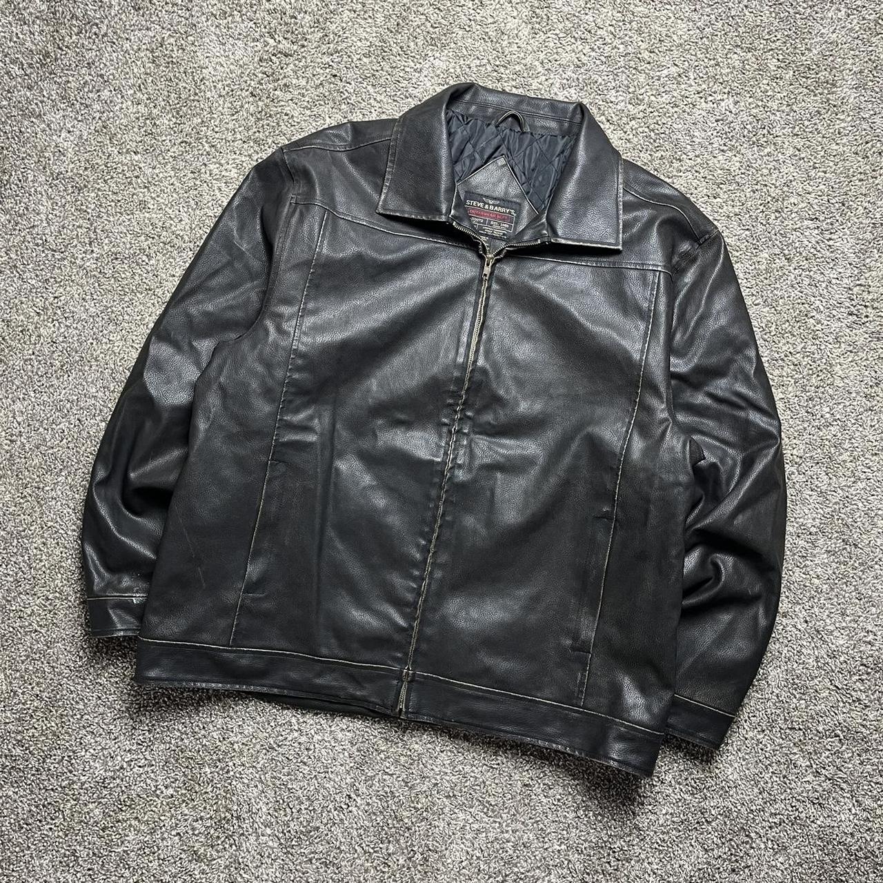vintage y2k leather cybergrunge brown moto jacket... - Depop