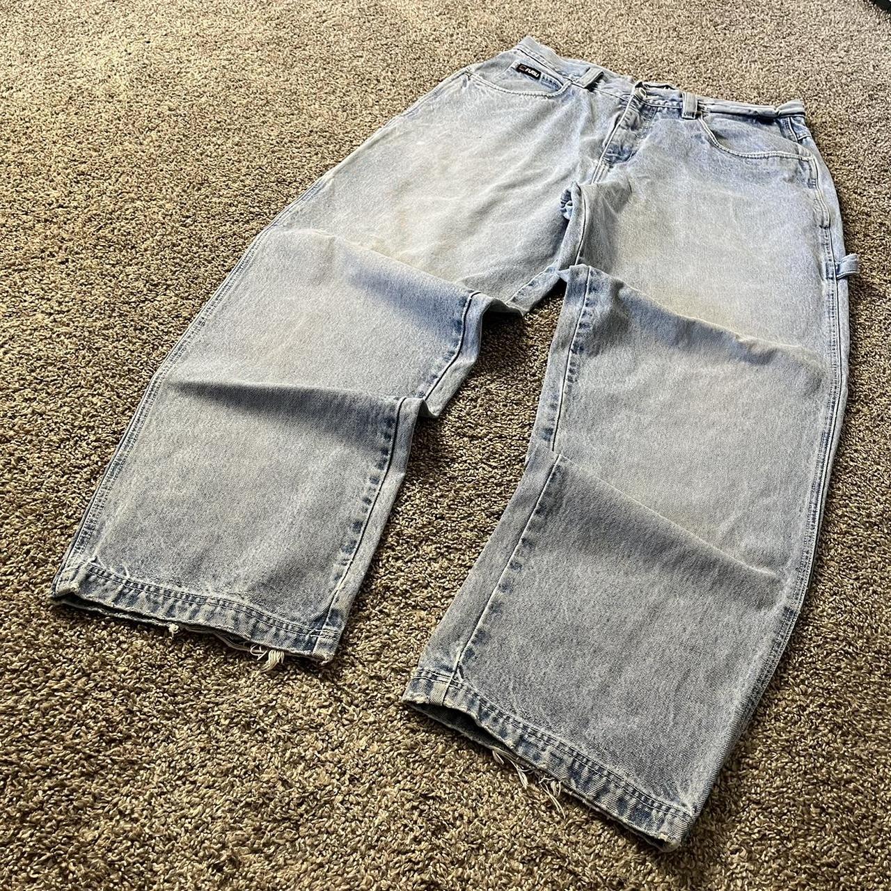 vintage 90s fubu faded baggy wide leg carpenter... - Depop