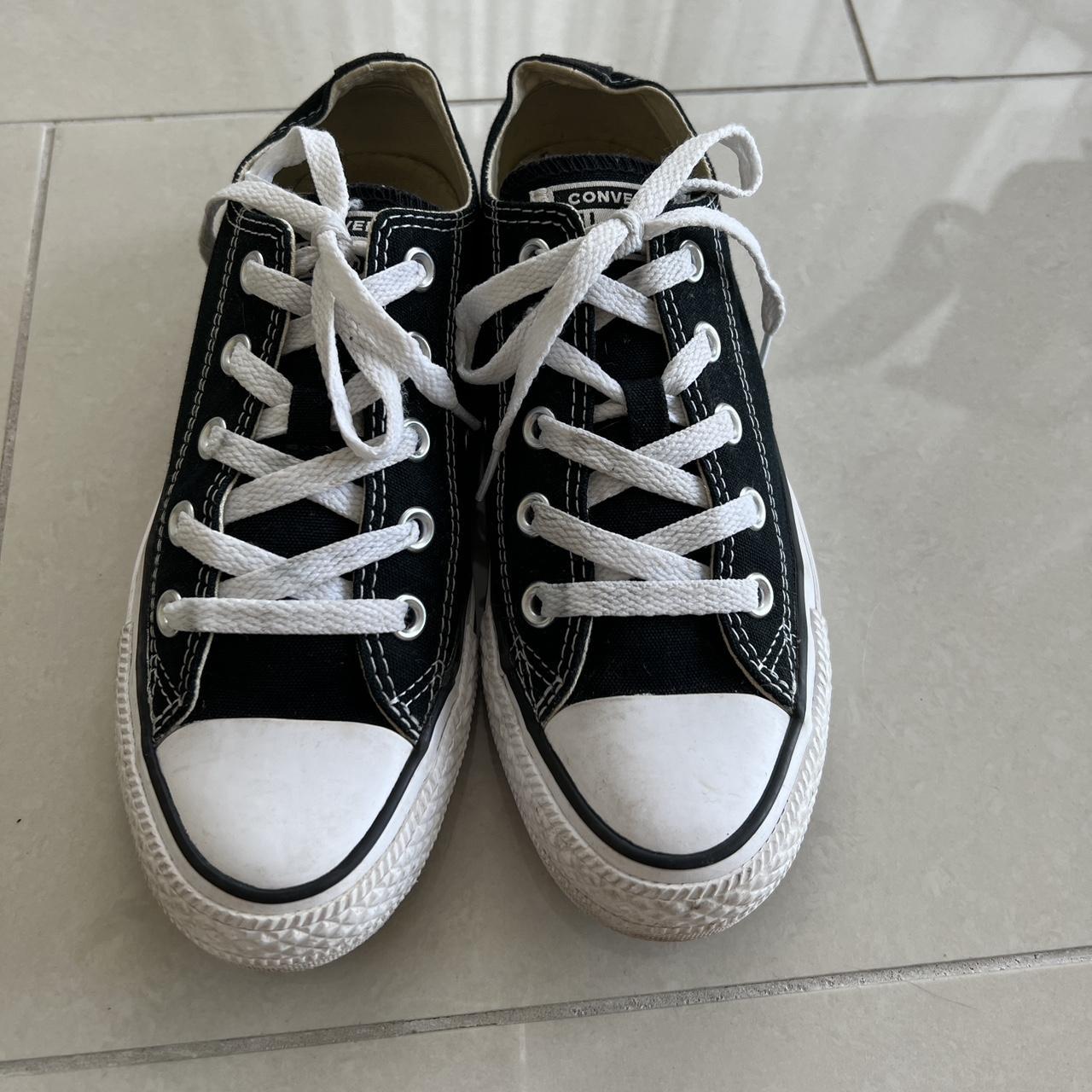 Womens Black Canvas Converse Size 4 Good... - Depop