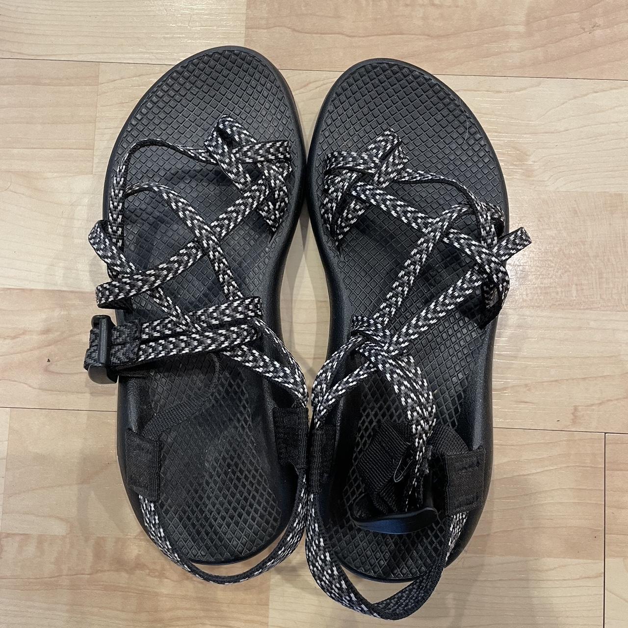 Chaco Women's Black and White Sandals | Depop