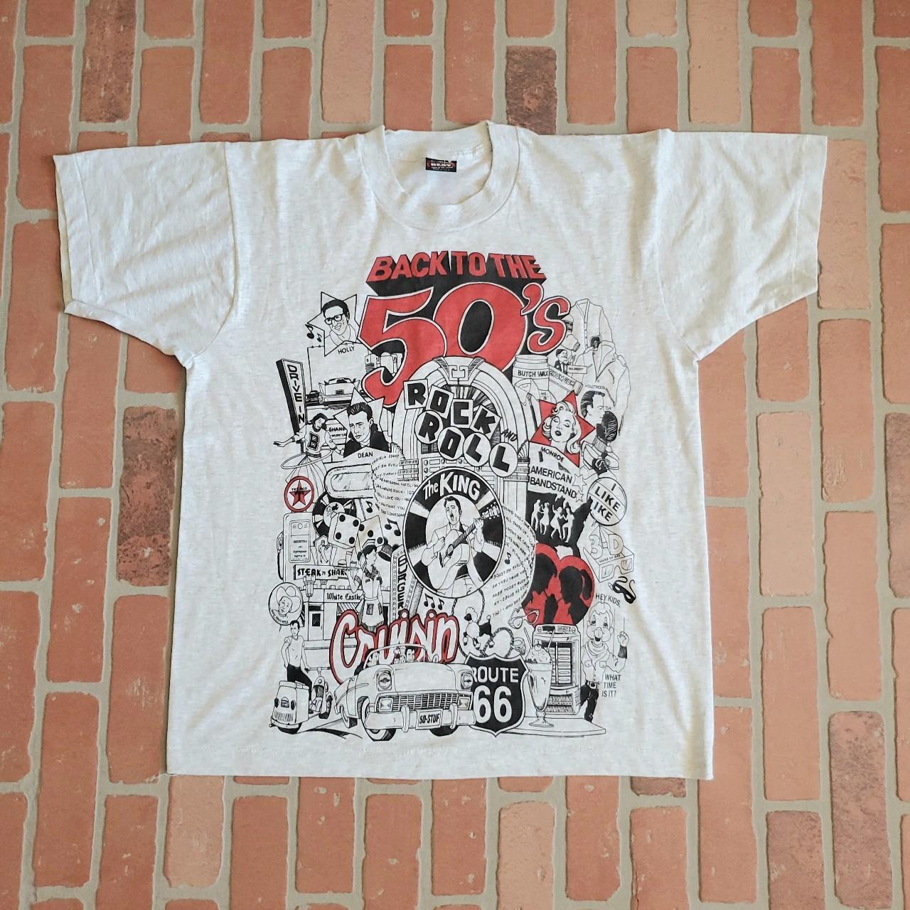 VintageBack to the 50's themed Graphic Tee Size... - Depop