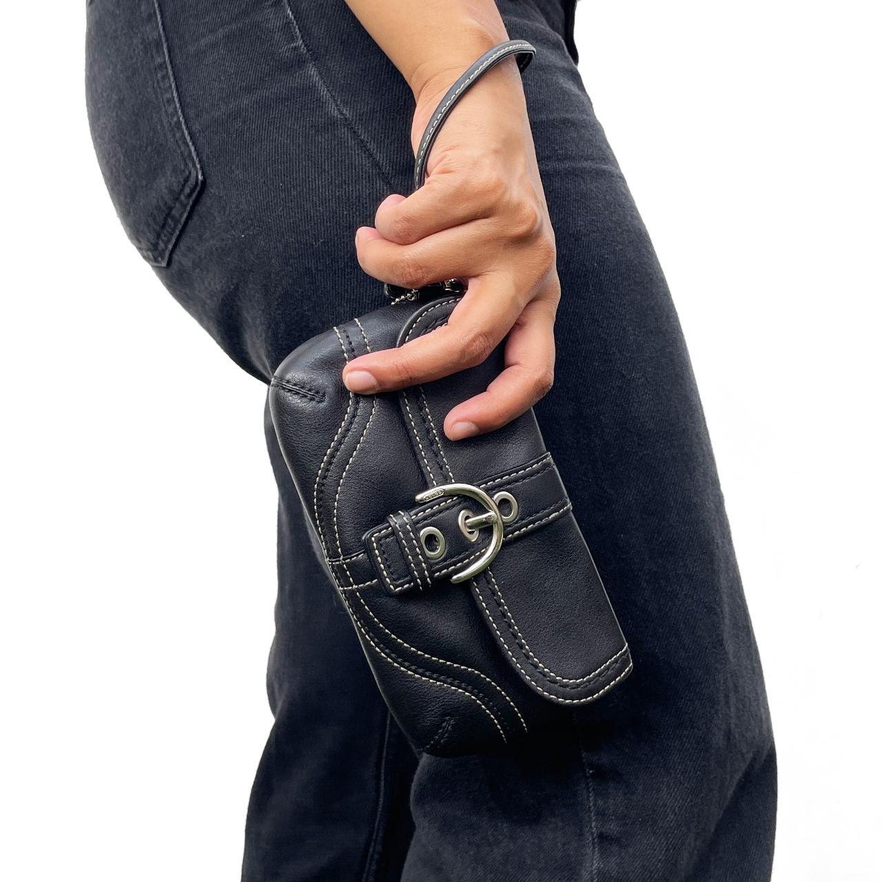 Coach small black all leather... - Depop