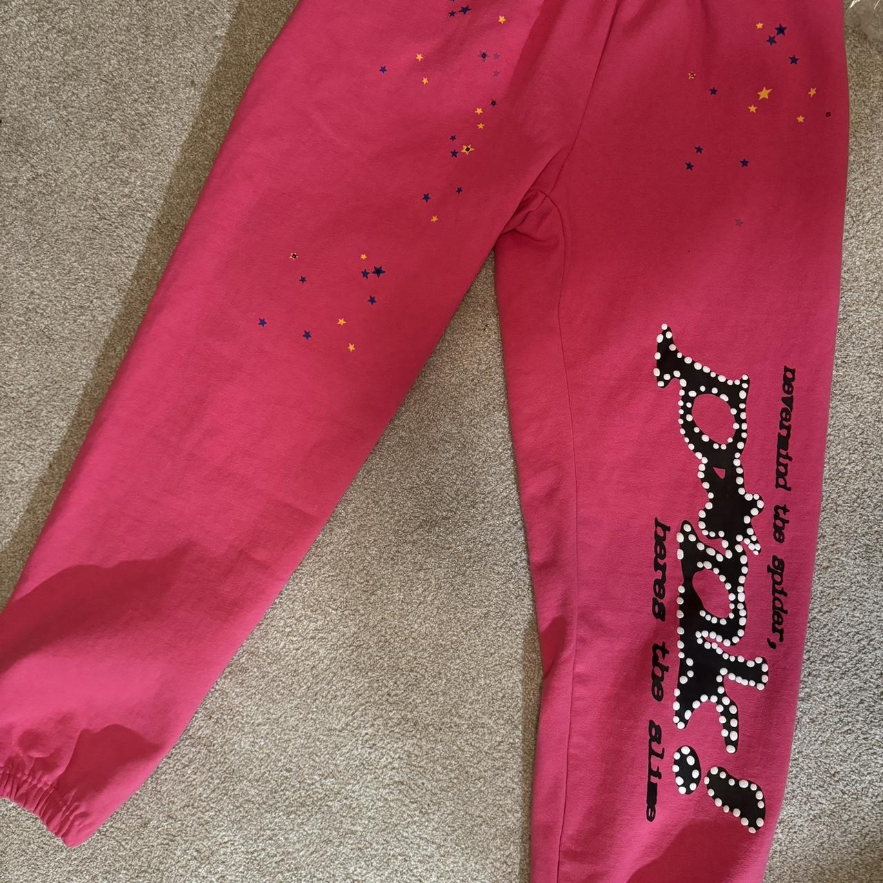 sp5der sweatpants pink collab with young thug for... - Depop