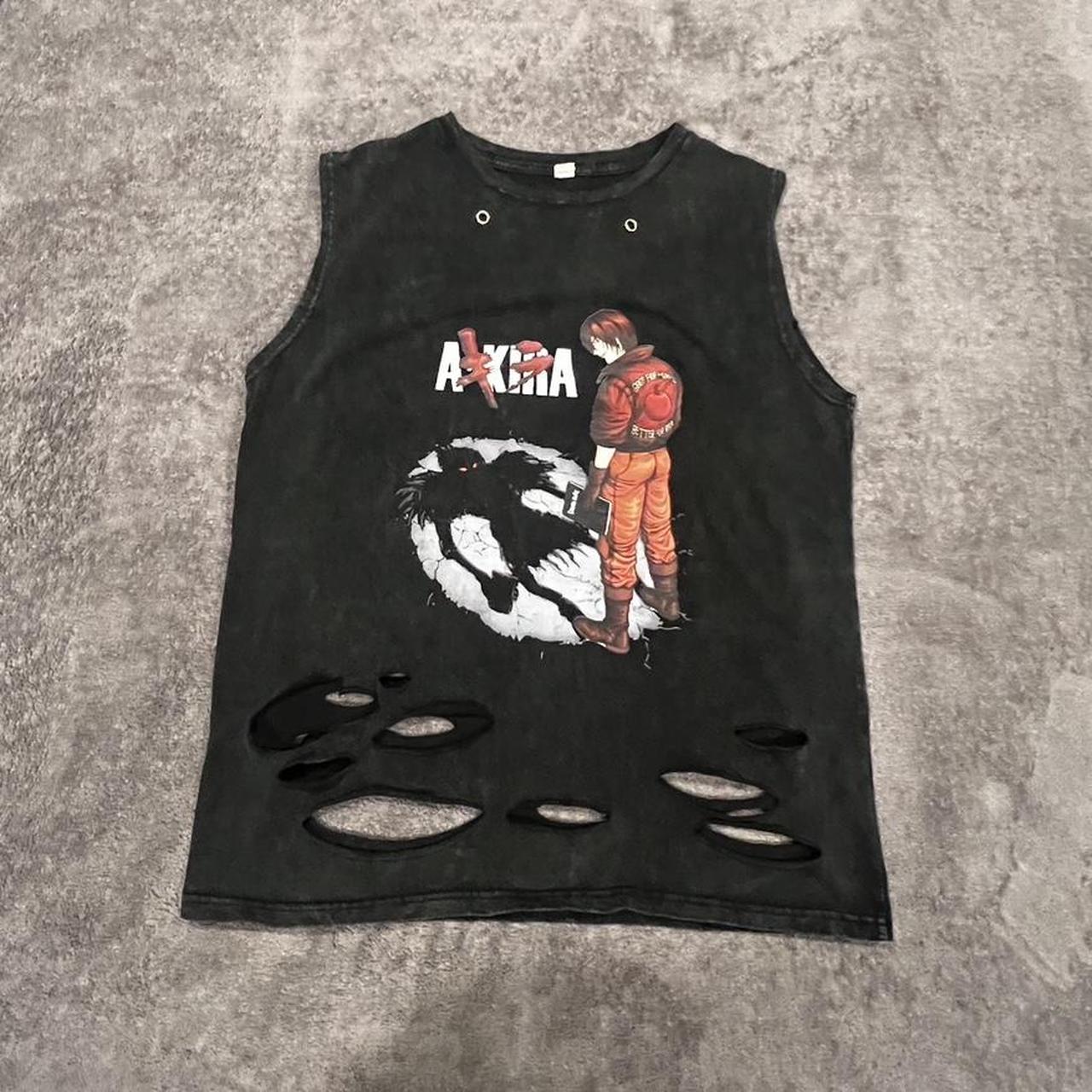 Custom tank top Distressed with anime graphic Sz L - Depop