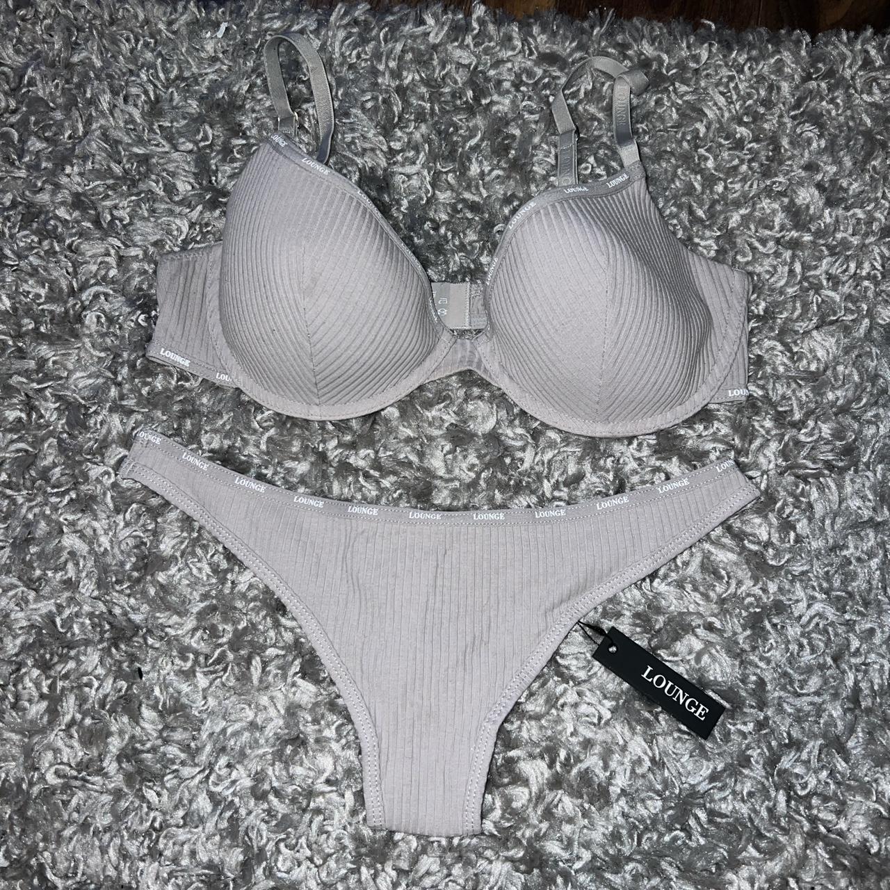 Lounge underwear grey ribbed set -bra is a 38D -... - Depop