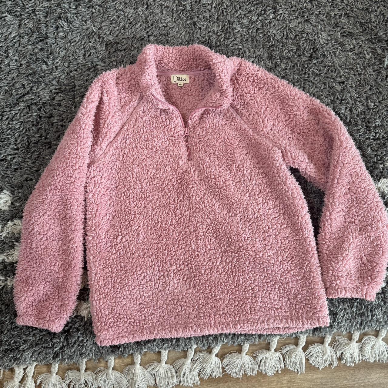 Dittos Woman Pink Sherpa Quarter Zip Pullover Size... - Depop