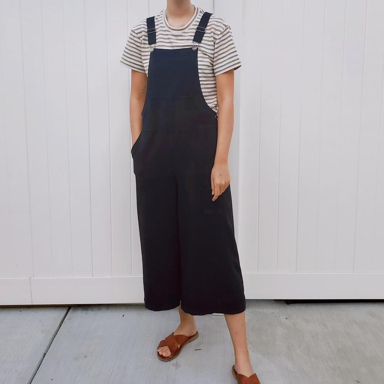 Super cute black overalls in a breezy material. Easy... - Depop