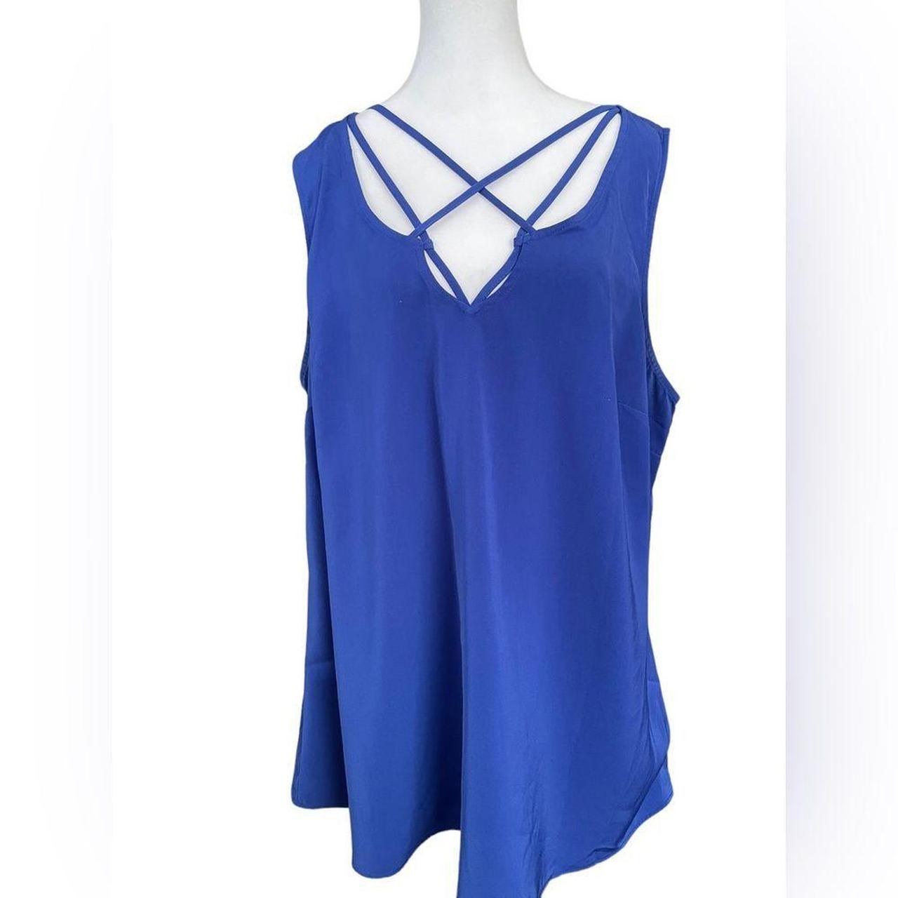 Royal blue cross cross strap top Flowing top PTP... - Depop