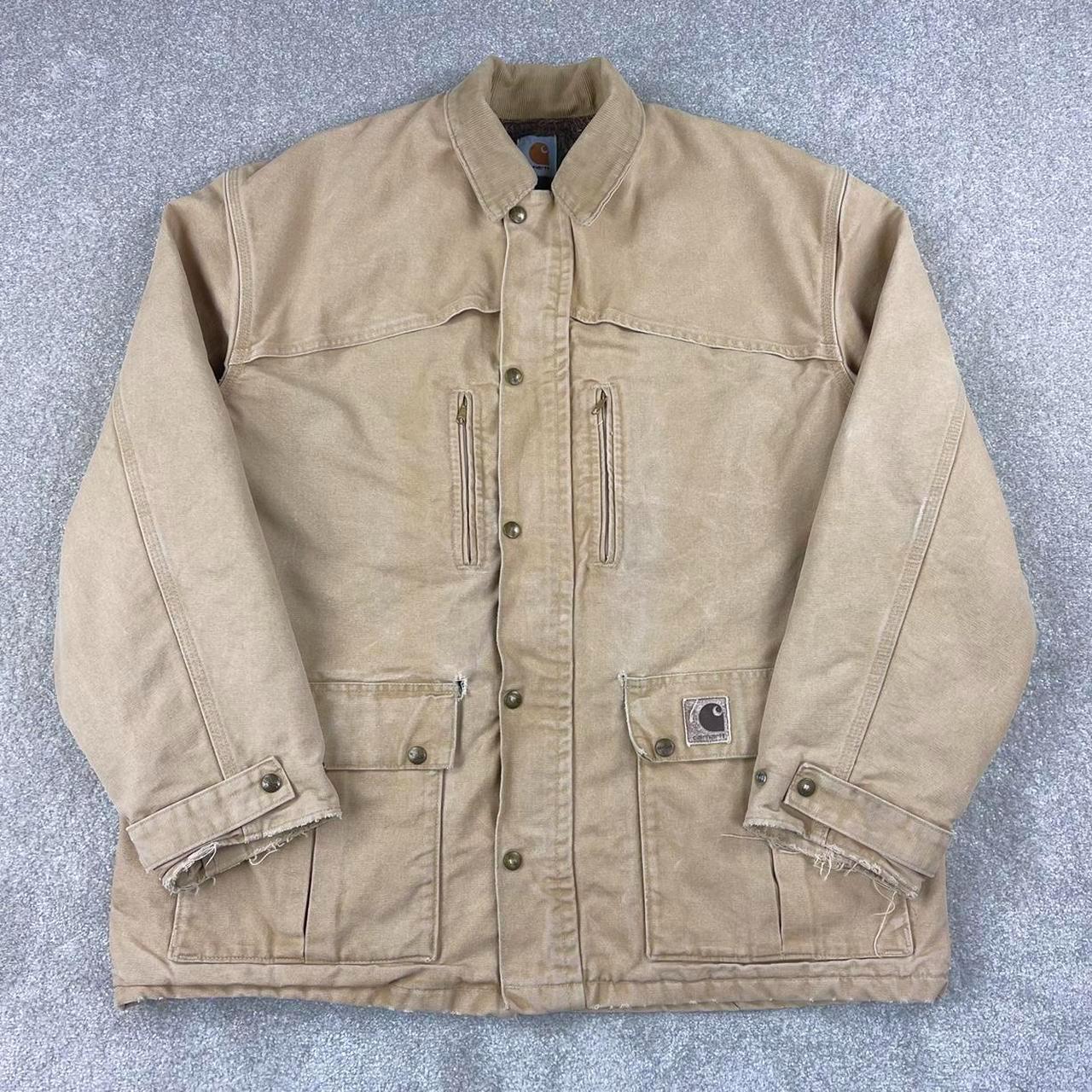 Carhartt hunter jacket Beige with blanket... - Depop