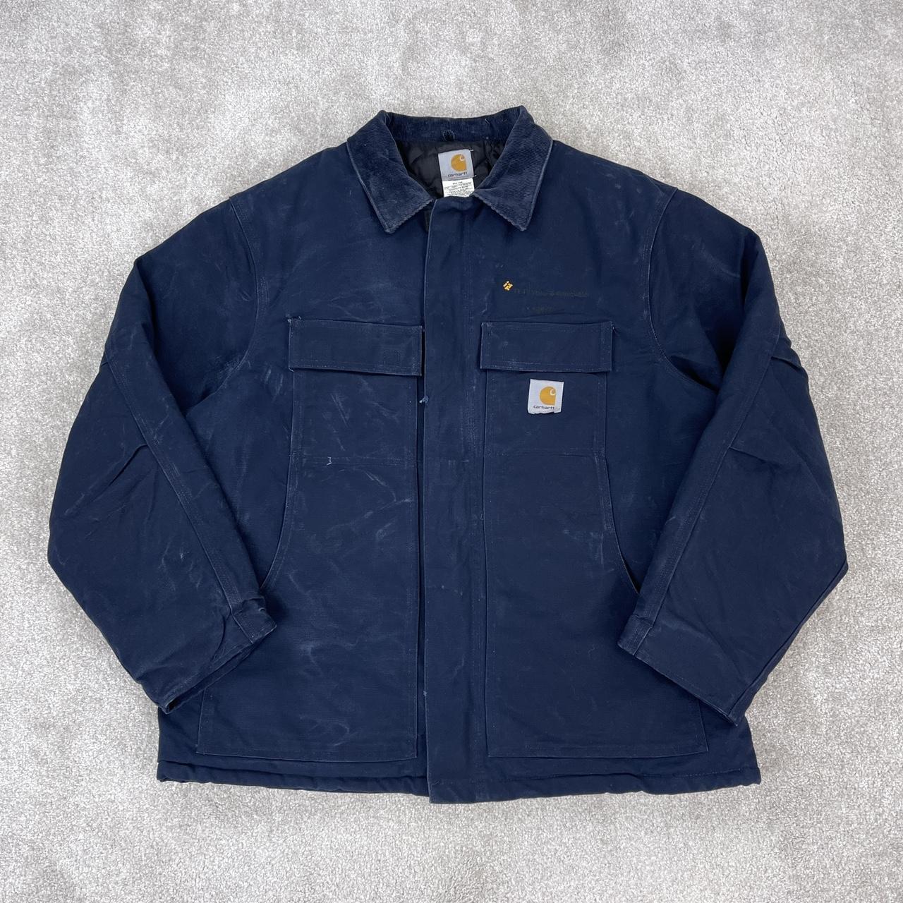 Carhartt jacket Navy thick canvas arctic jacket... - Depop
