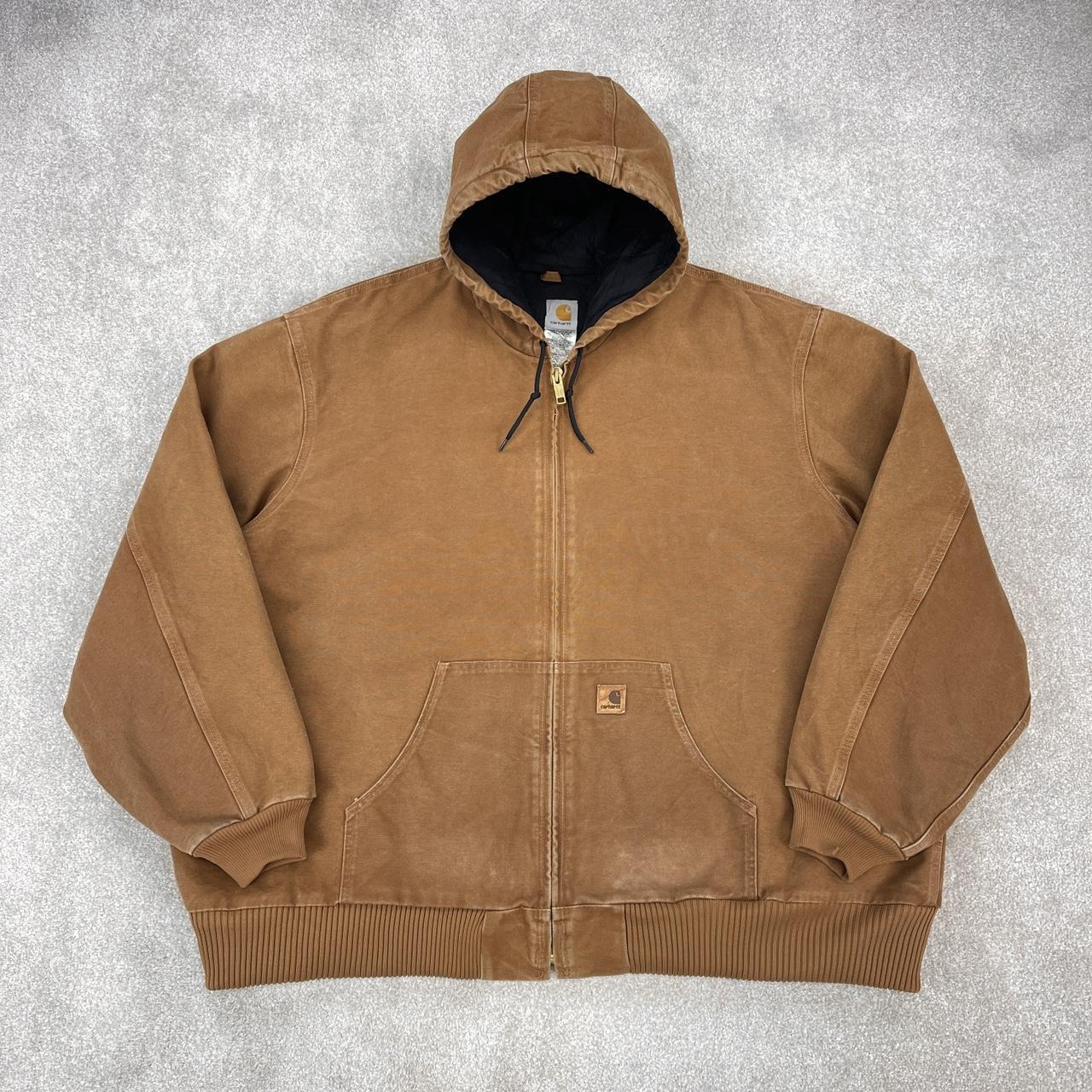 Carhartt active jacket Faded tan with flannel lining... - Depop