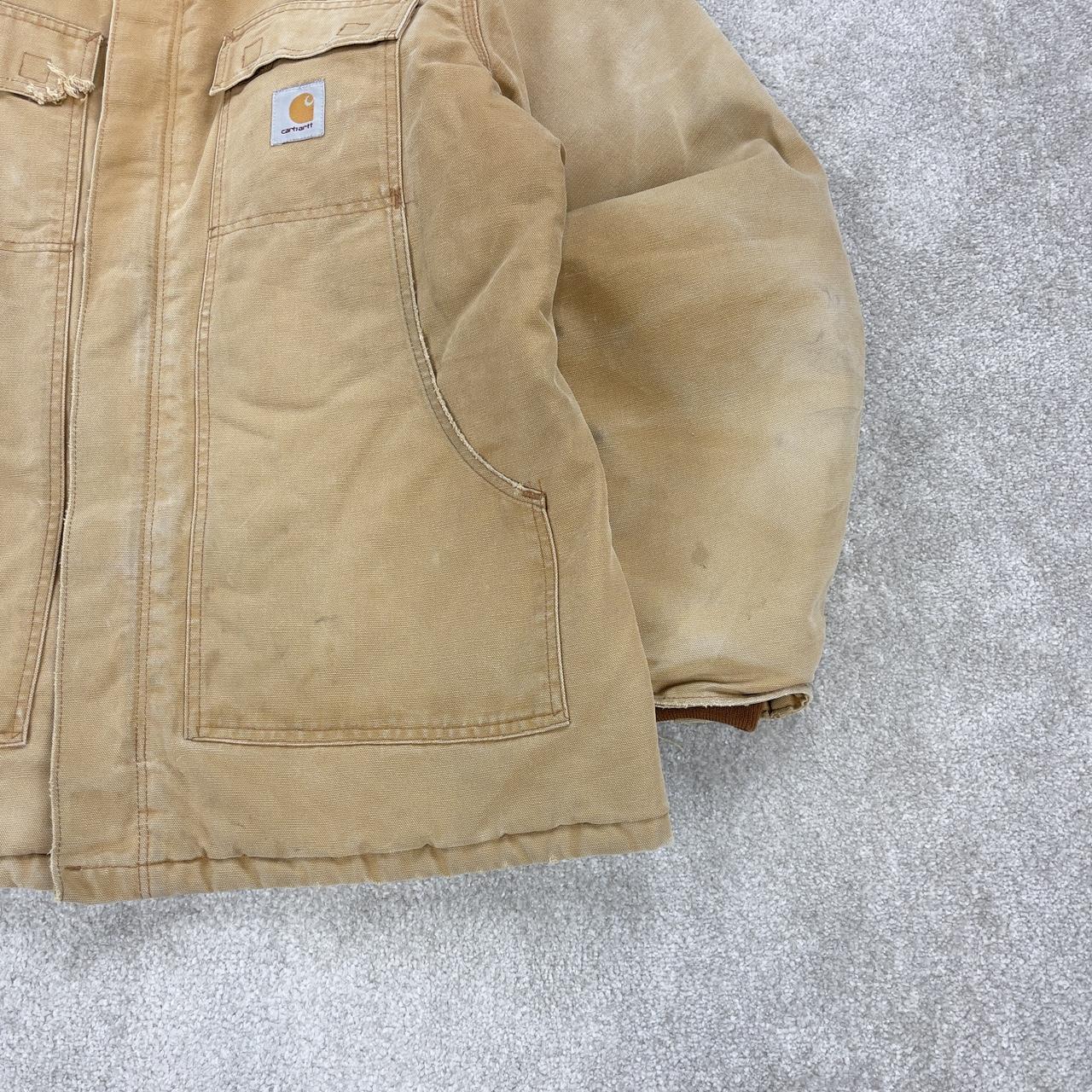 Carhartt jacket Tan thick canvas arctic jacket with... - Depop