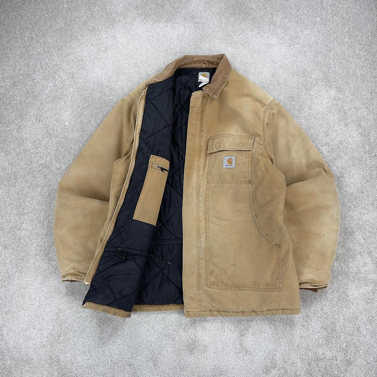 Carhartt jacket Tan thick canvas arctic jacket with... - Depop
