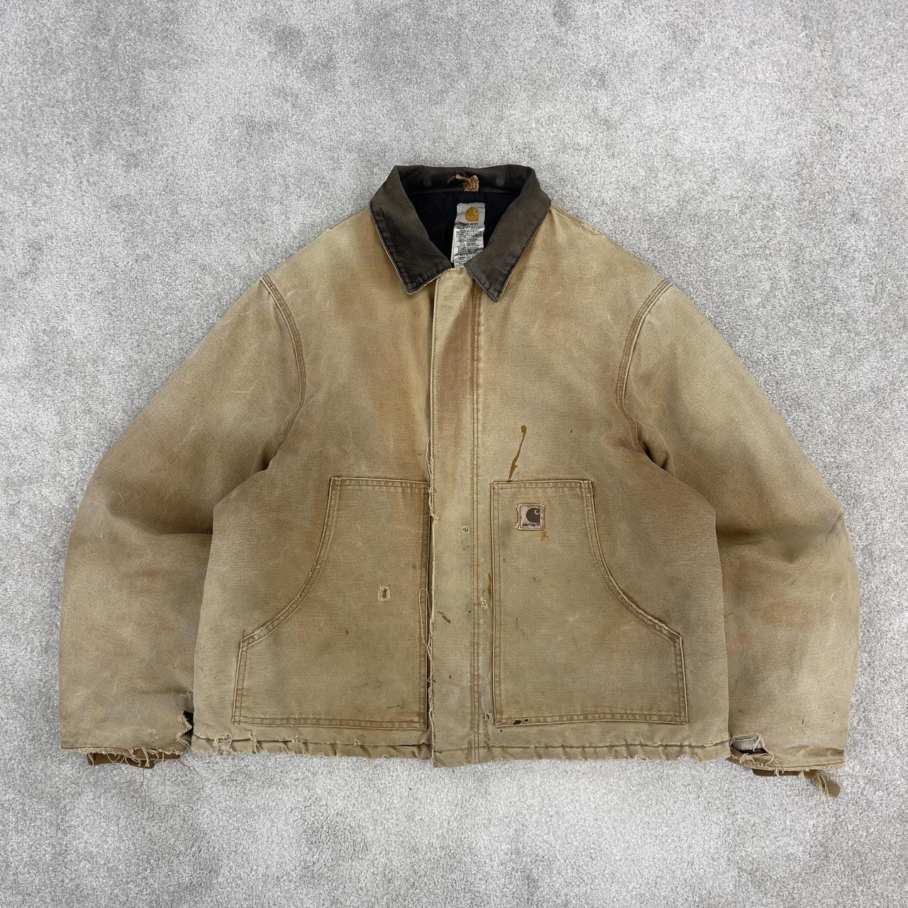 Carhartt traditional jacket Faded tan / cream heavy... - Depop