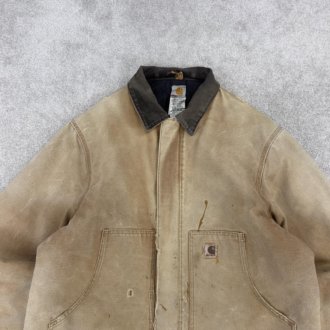 Carhartt traditional jacket Faded tan / cream heavy... - Depop