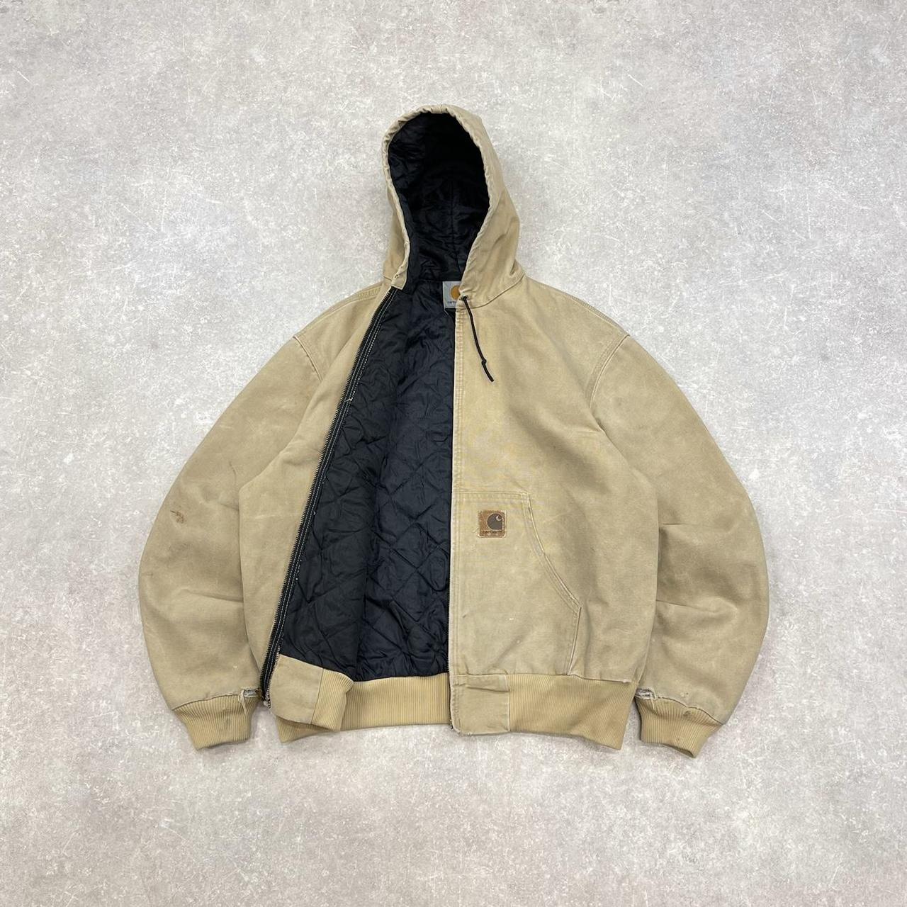 Carhartt active jacket Cream canvas workwear jacket... - Depop