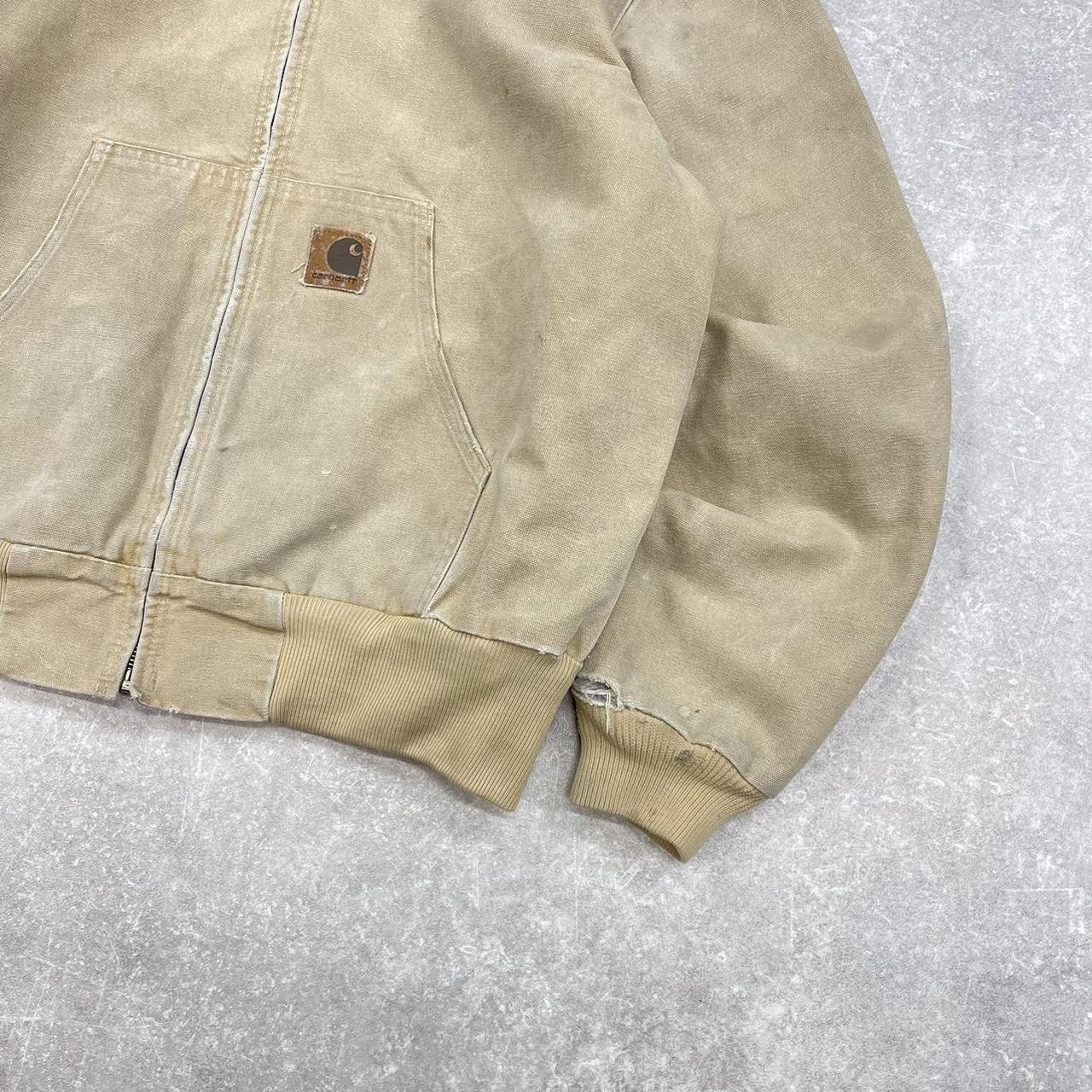 Carhartt active jacket Cream canvas workwear jacket... - Depop