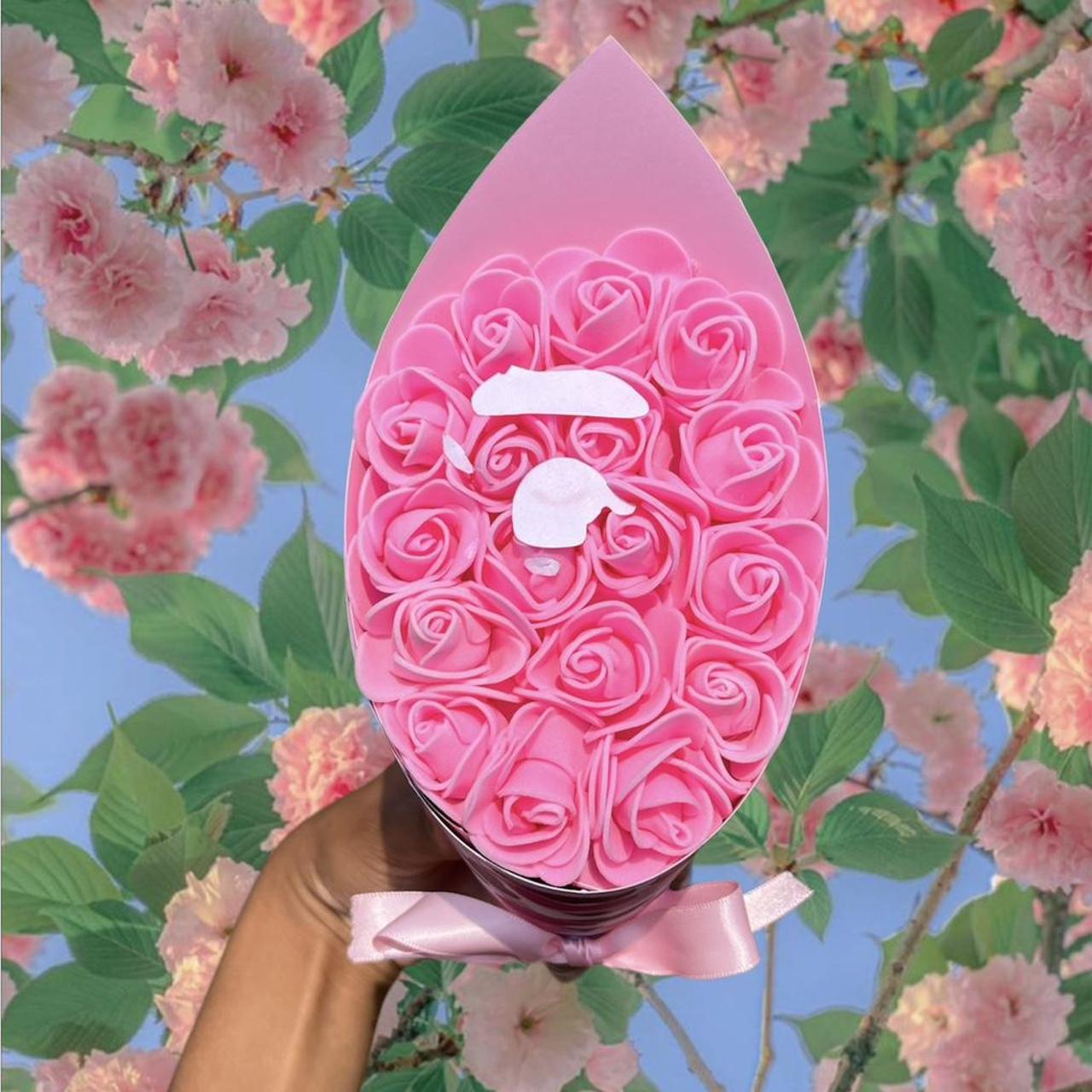 Super cute pink Bape rose bouquet made with... - Depop