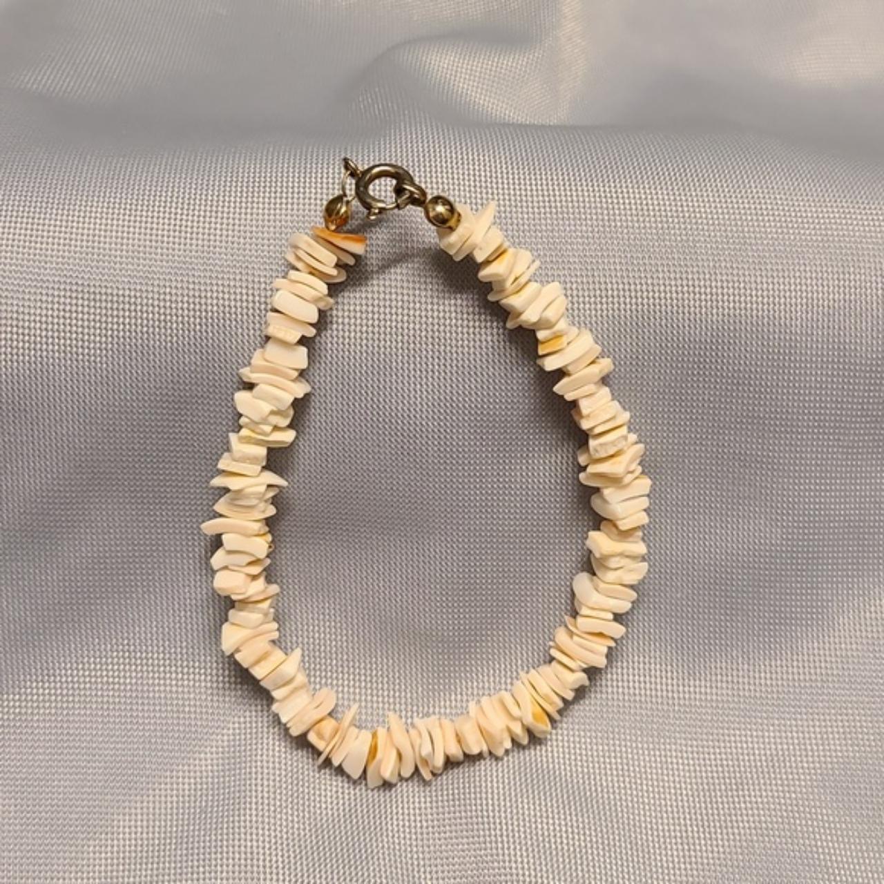 Shell bracelet light pink Square light pink shell... - Depop