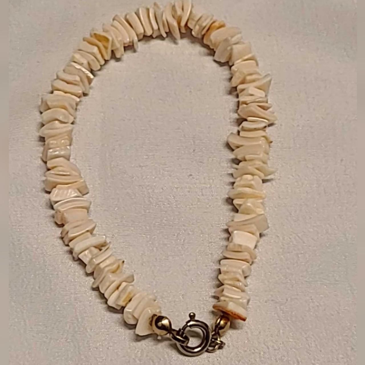 Shell bracelet light pink Square light pink shell... - Depop