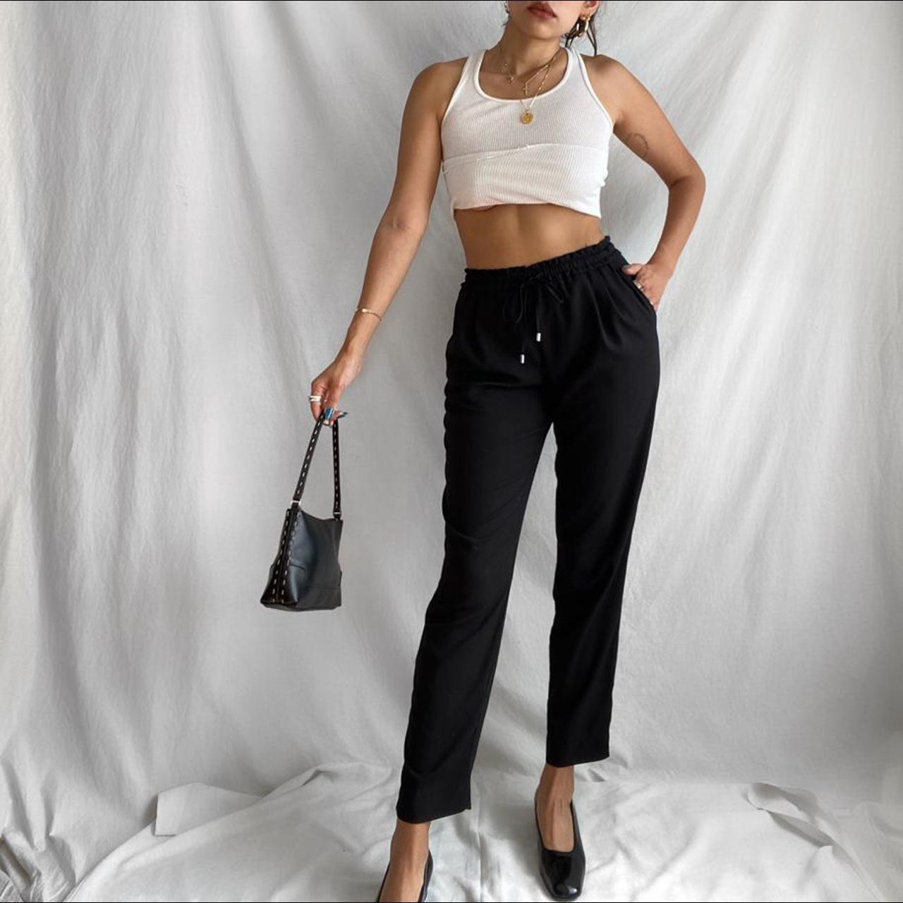 BLACK ZARA DRAWSTRING PANTS 🏹🏹 casual lightweight... | Depop