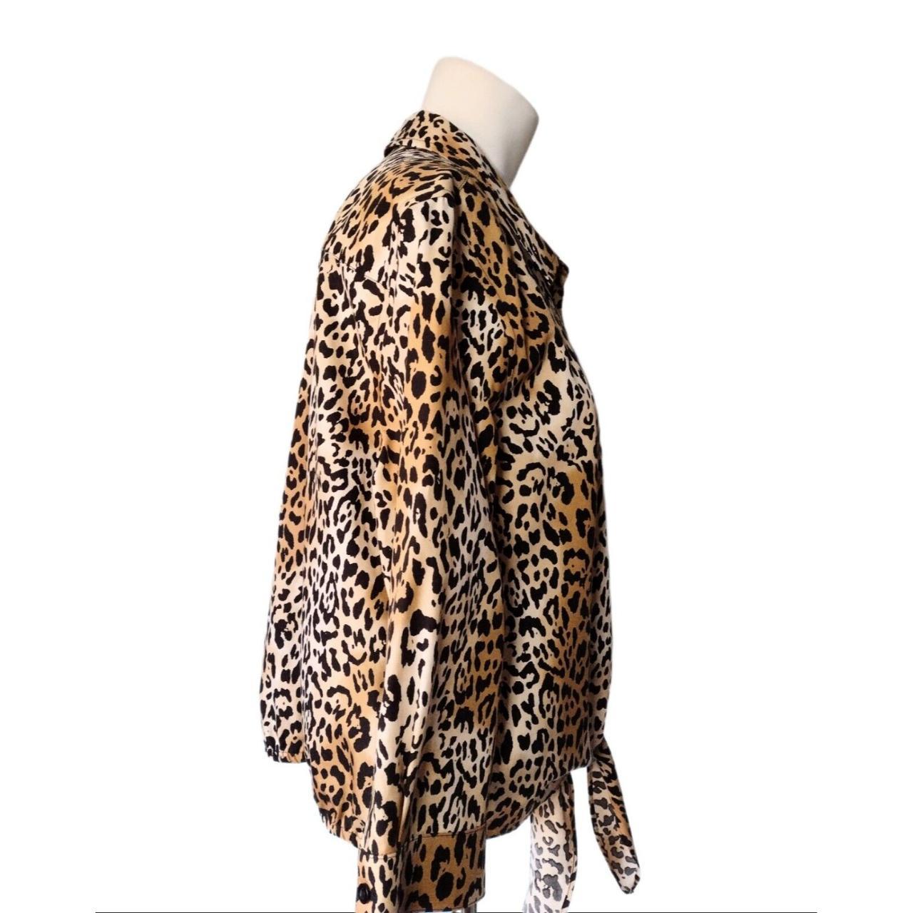 Chicos Cheetah Animal Print No Iron Tie Bottom Shirt... - Depop