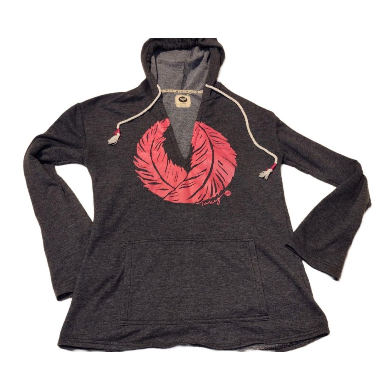 Roxy Women's Grey and Pink Hoodie | Depop