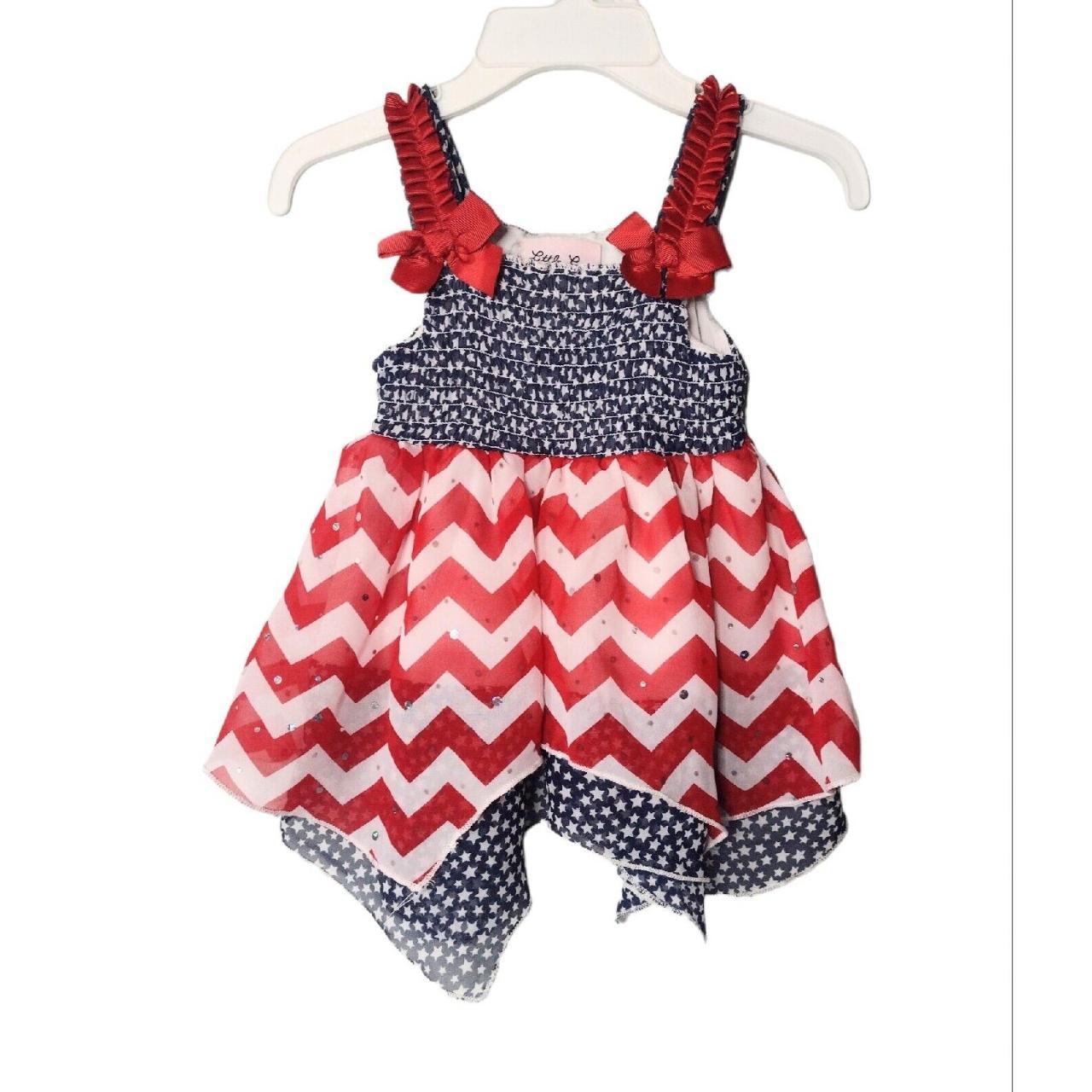 Little Lass Red and Navy Dress | Depop