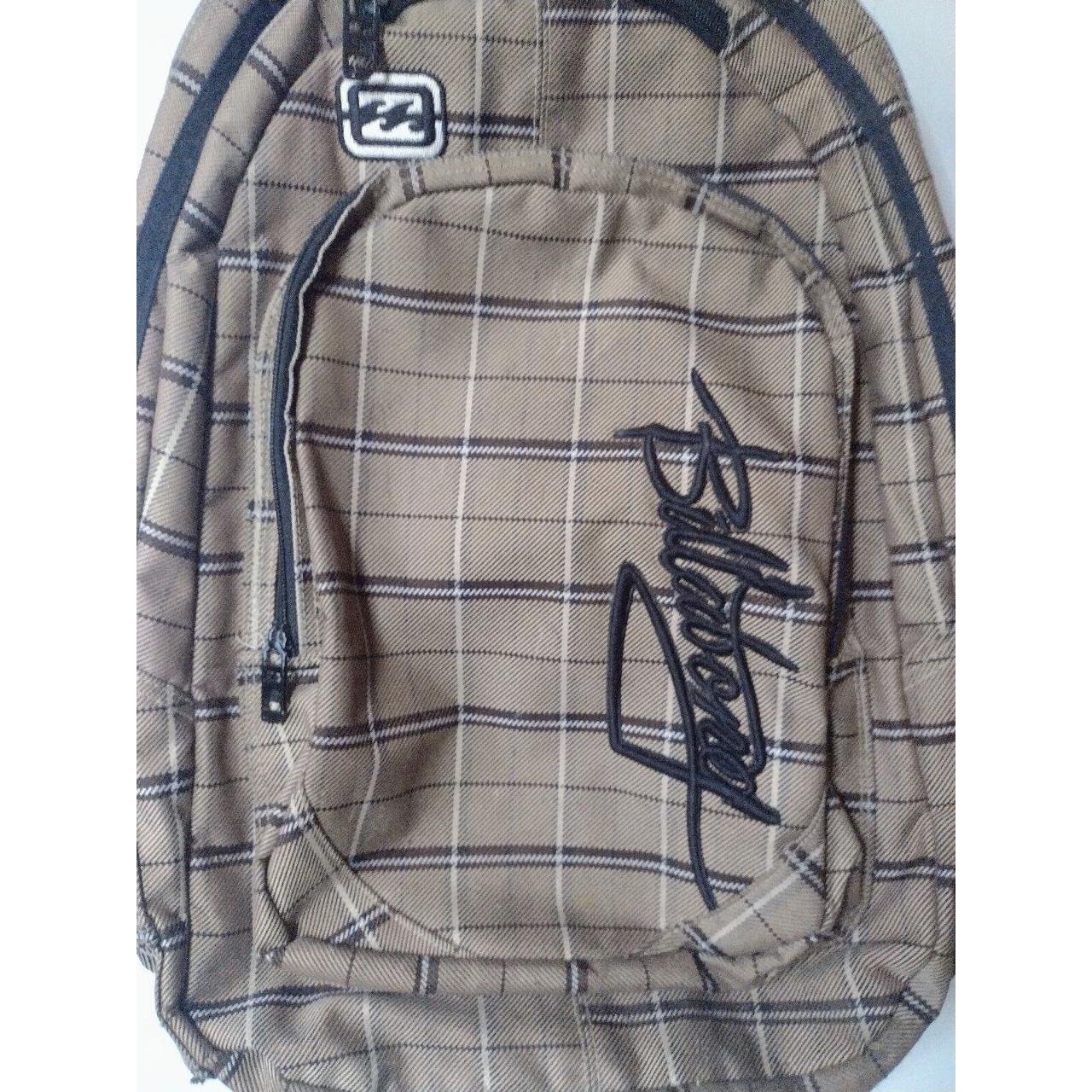 Billabong Tartan Plaid Backpack Bag Skater Brown... - Depop