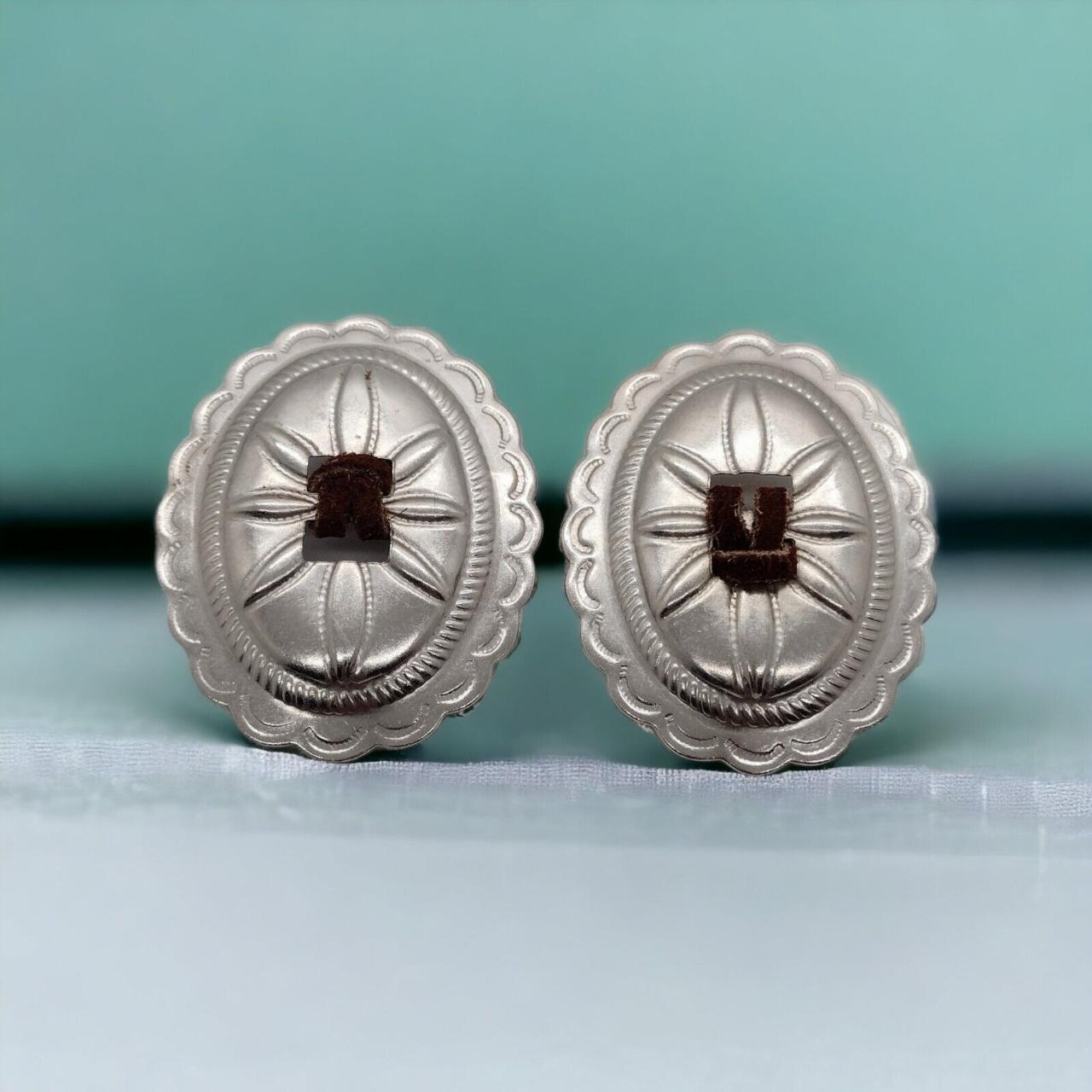Vintage 90s Handmade Silver Tone Concho Stud... - Depop