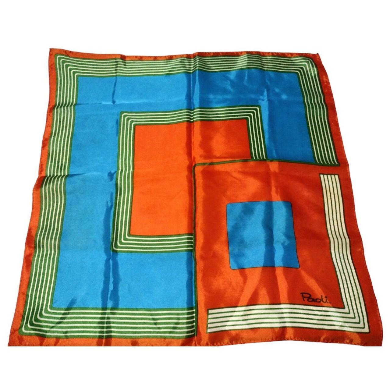 Vintage 60s Paoli Geometric Squares Scarf 23 x 23... - Depop