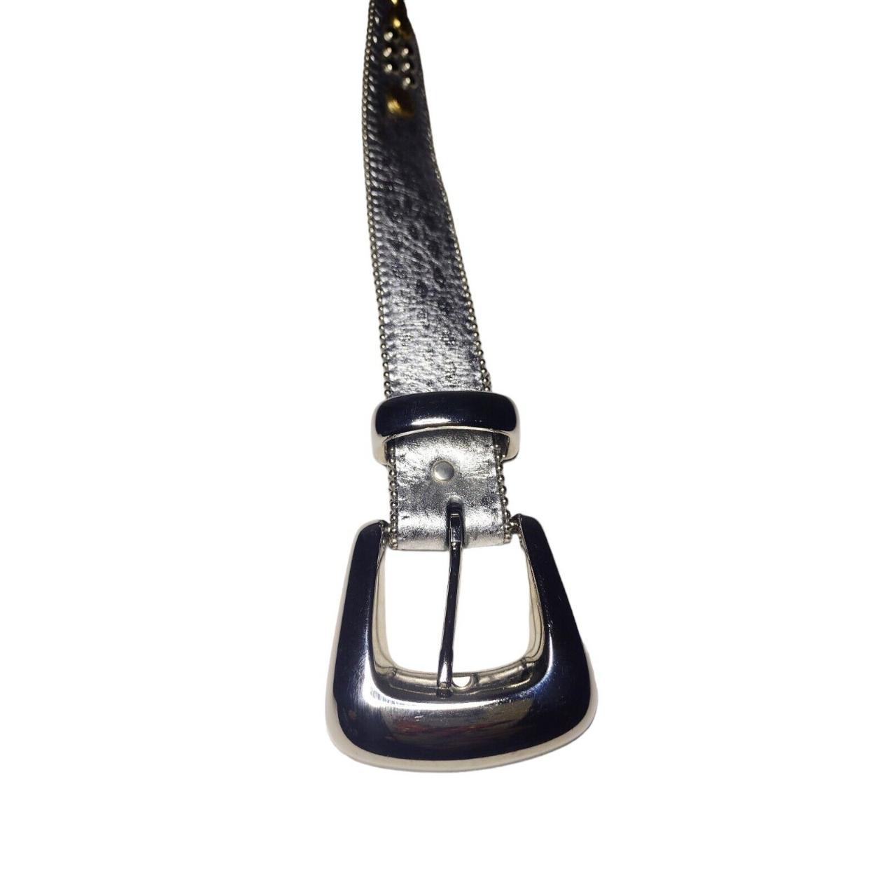 Metallic Genuine Leather Silver Gold Studded Belt... - Depop