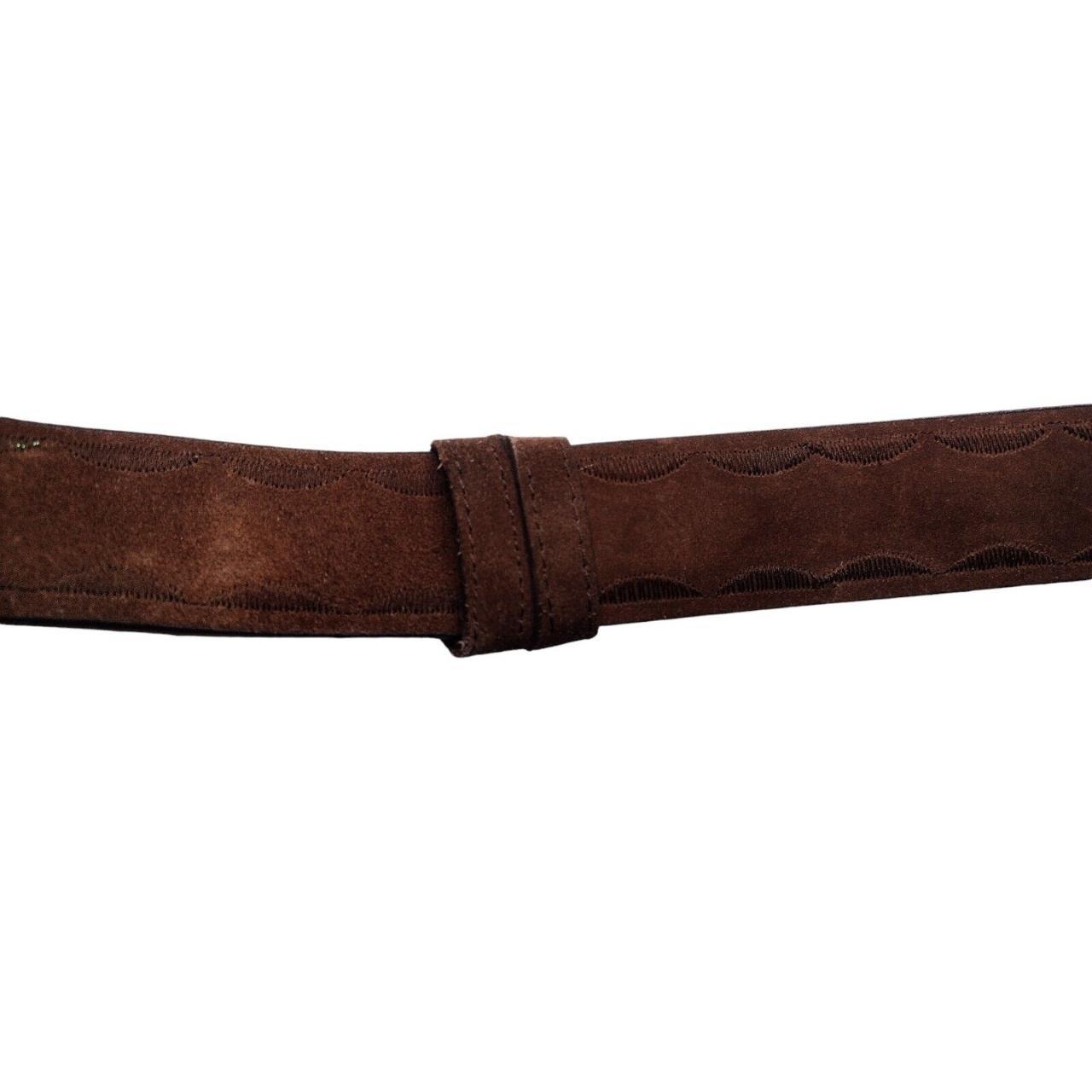Vintage Genuine Leather Suede Interlock Belt Brown... - Depop